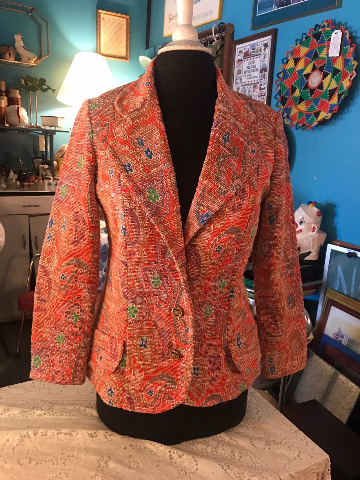 Vintage Gay Gibson Blazer. 1960's Orange Ruth Norman for Gay Gibson ...