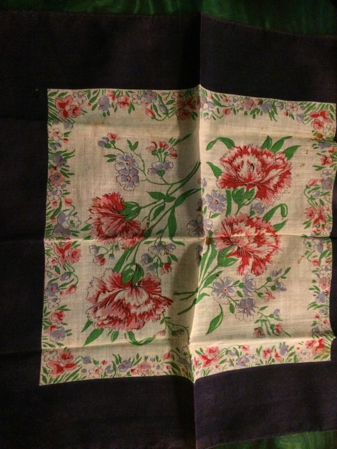 Vintage Flower Handkerchief. Pink Flower Hankie. Flower Handkerchief ...