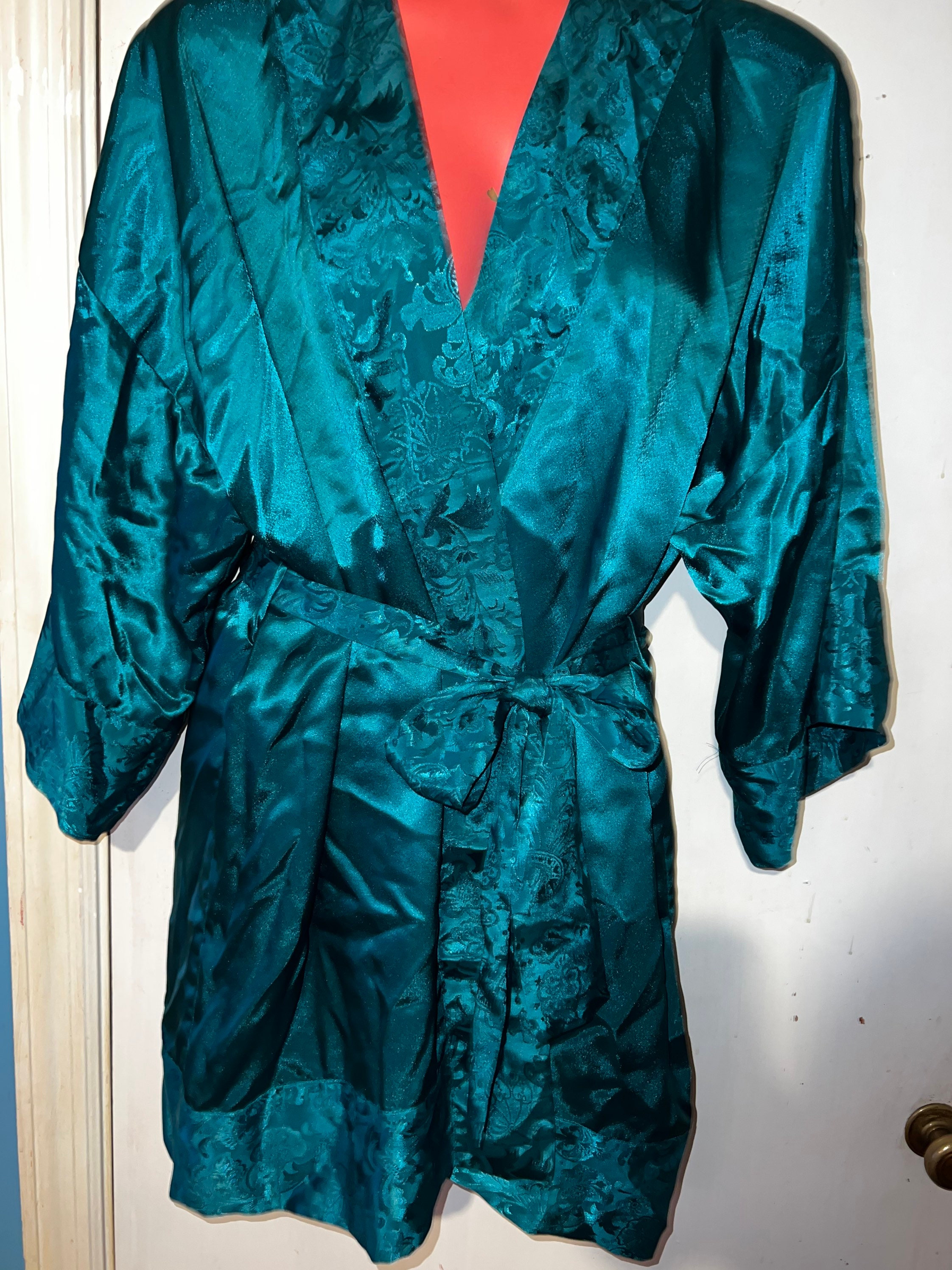 Vintage Victoria's Secret Emerald Green Satin Robe. Gold Label Victoria ...