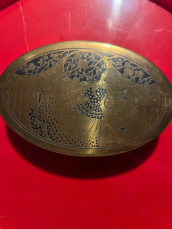 vintage hinged etched brass - Gem