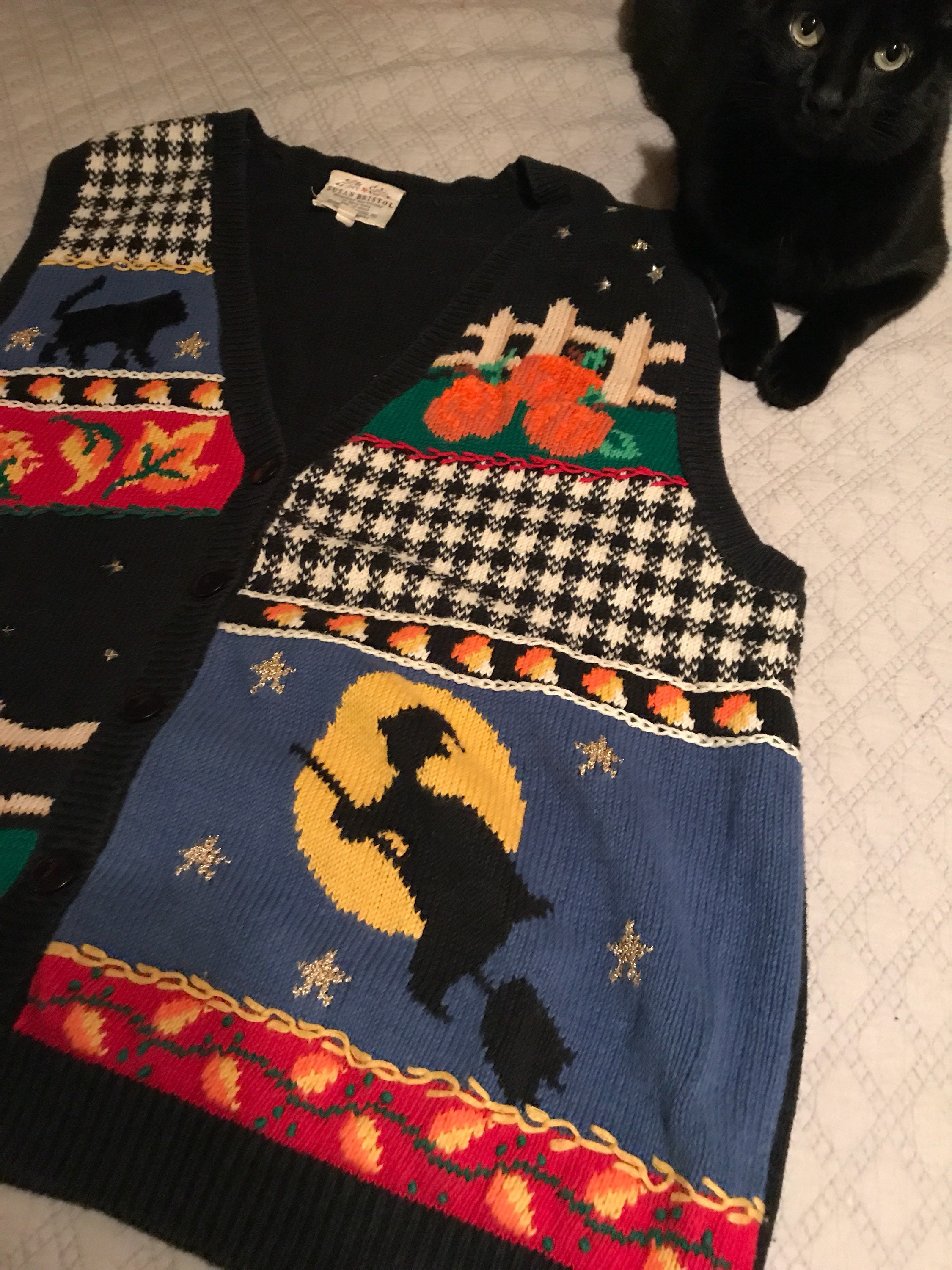 Vintage Fall Sweater. Ugly Fall Sweater Vest. Halloween Sweater Vest ...