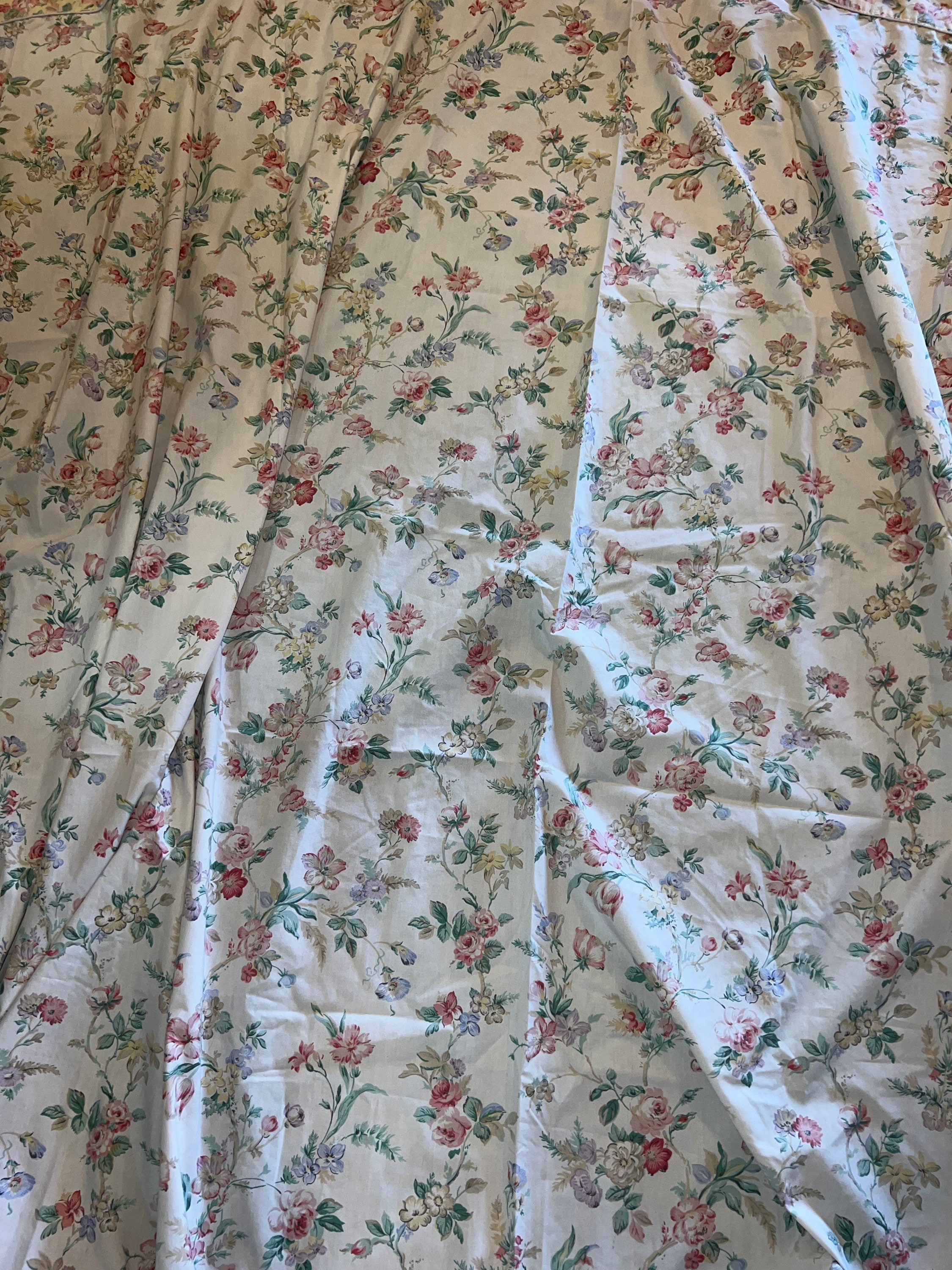 Vintage Laura Ashley Floral Full Size Flat Sheet. Laura Ashley Tan With ...