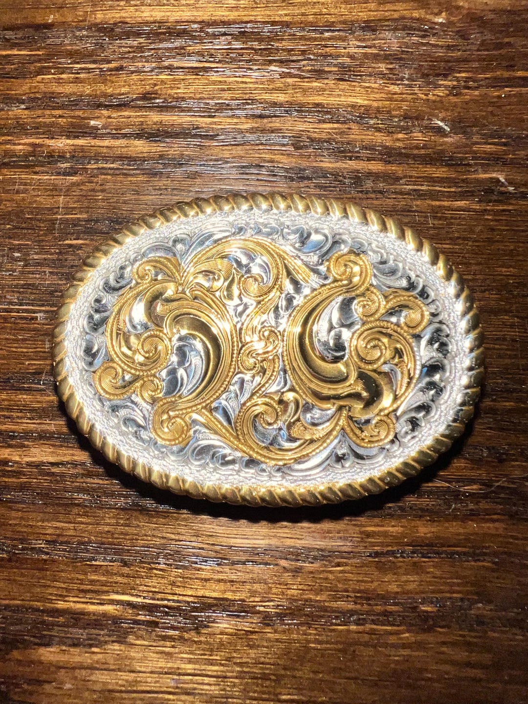 Vintage Crumrine Silver and Gold Small Belt Buckle - Etsy