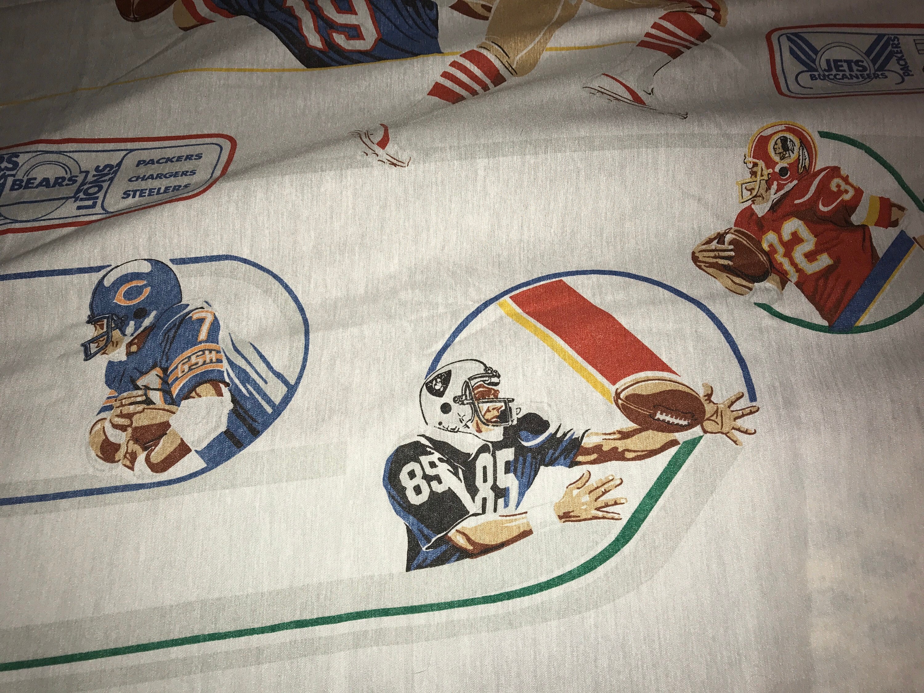 Vintage 1980’s NFL Flat Sheet. NFL Twin Size Flat Bedsheet. Football ...