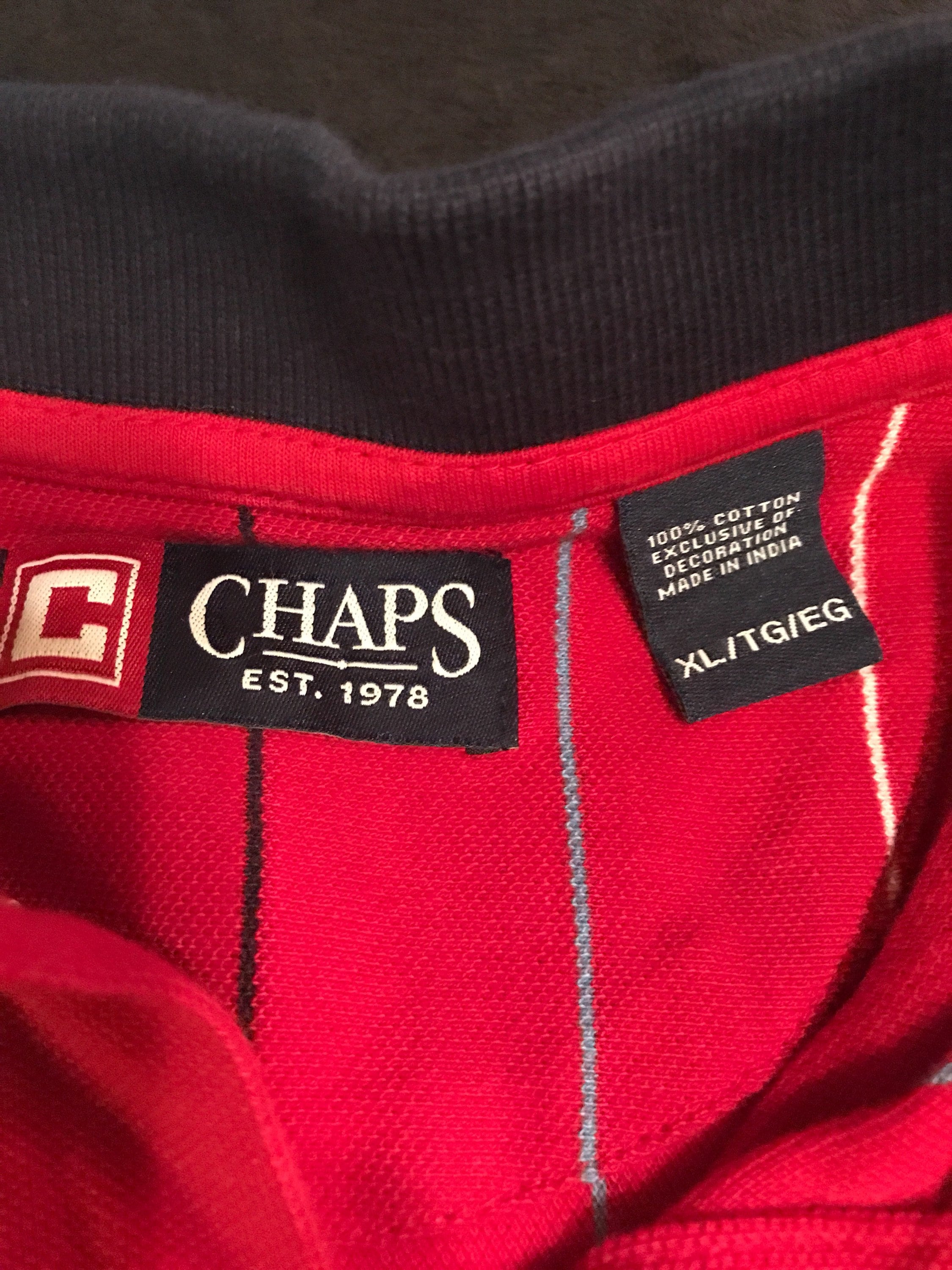 Vintage Chaps Polo Shirt. Red Striped Chaps Polo Shirt. Ralph Lauren ...