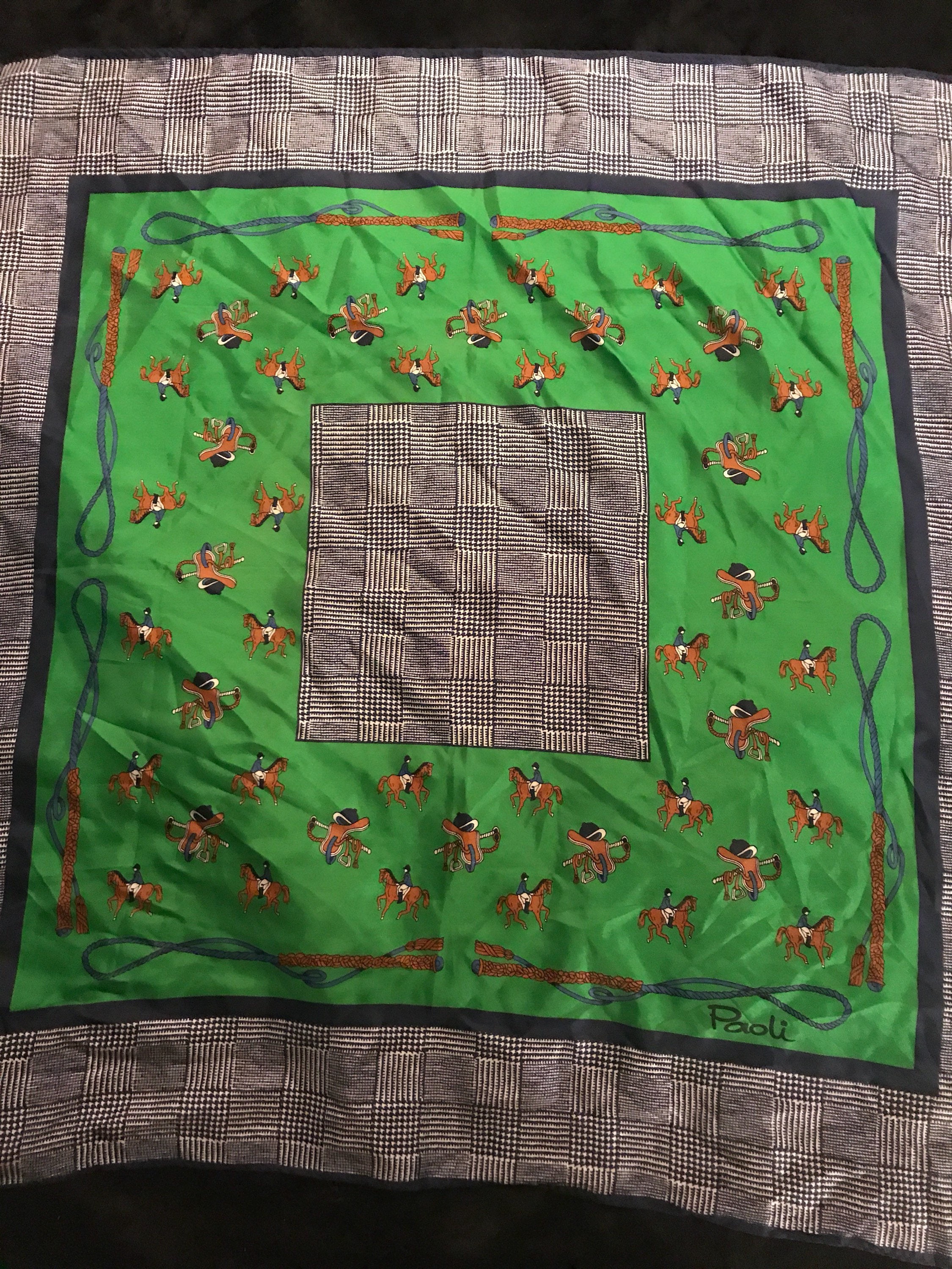 Vintage Scarf. Vintage Paoli Scarf. Horse Scarf. Paoli Horse Scarf.