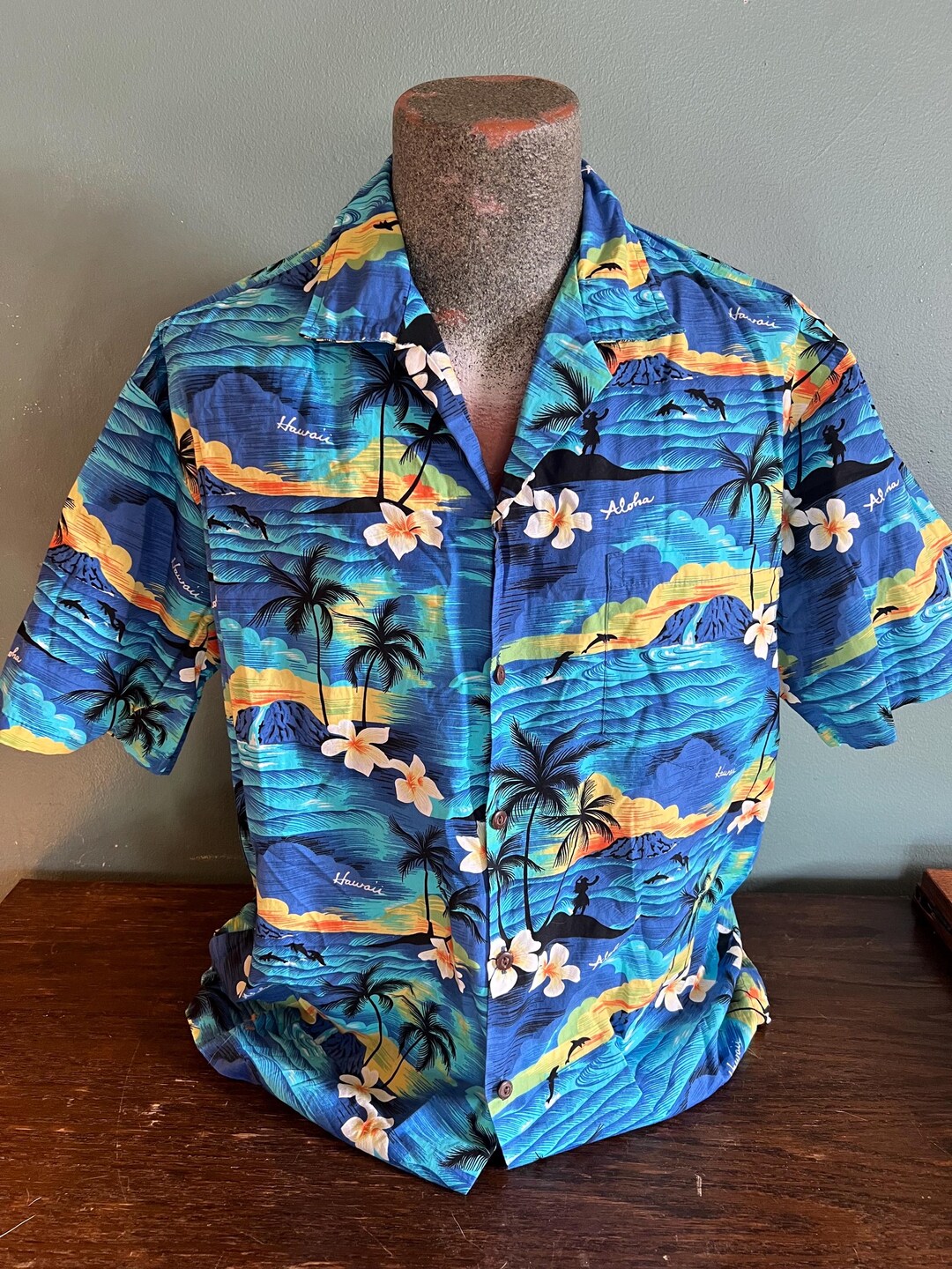 Vintage Men’s Blue Winnie Fashion Hawaiian Shirt, Size Large - Etsy