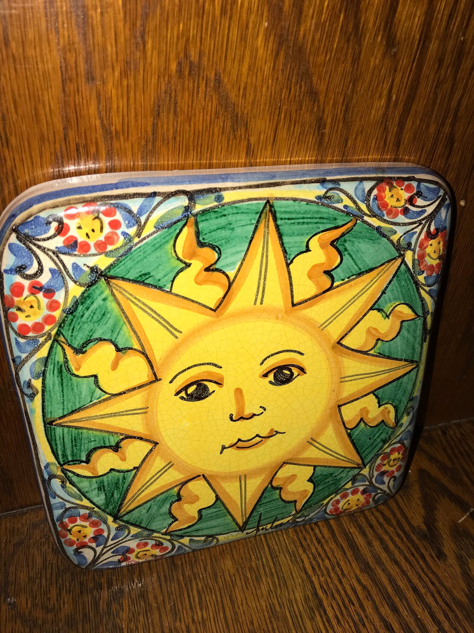 Vintage Terra Cotta Fratantoni for Vietri Sun Tile. Hand Painted - Etsy