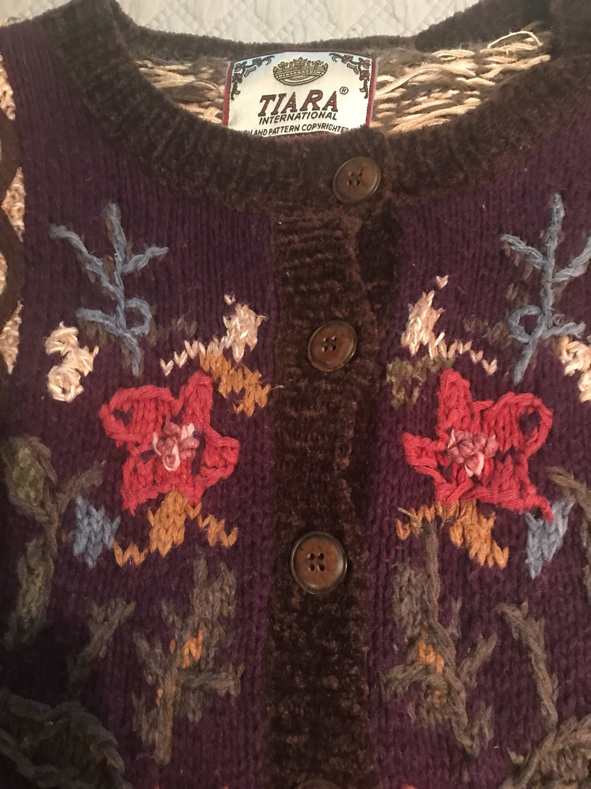 Vintage Sweater. Tiara International Sweater. Vintage Flower Sweater ...