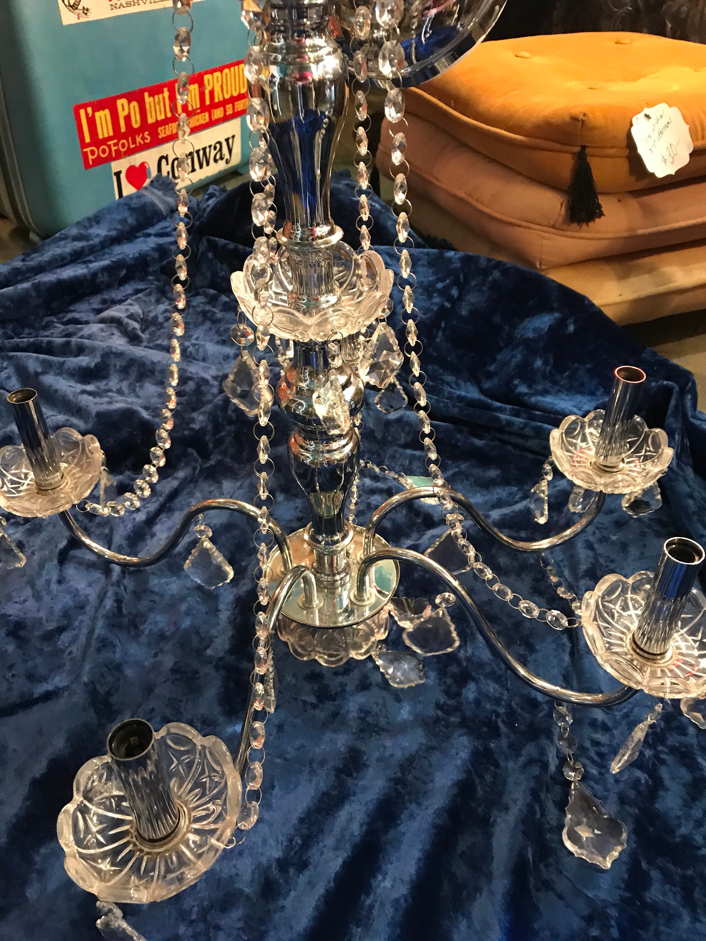 Vintage Crystal Chandelier. 1990's Crystal and Chandelier. 90's Light ...