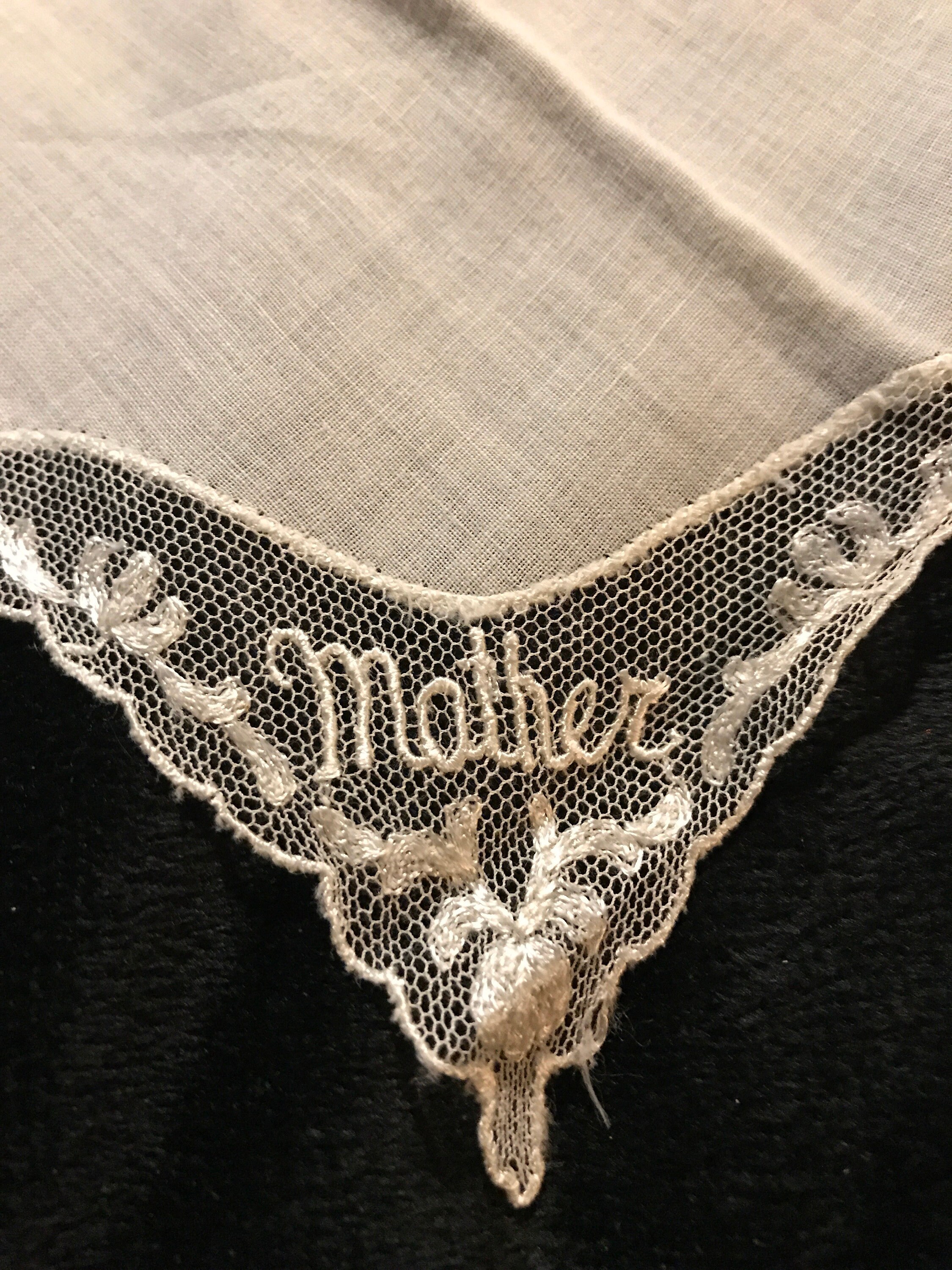 Vintage White Lace Mother Handkerchief Vintage White Lace Mother Handkerchief
