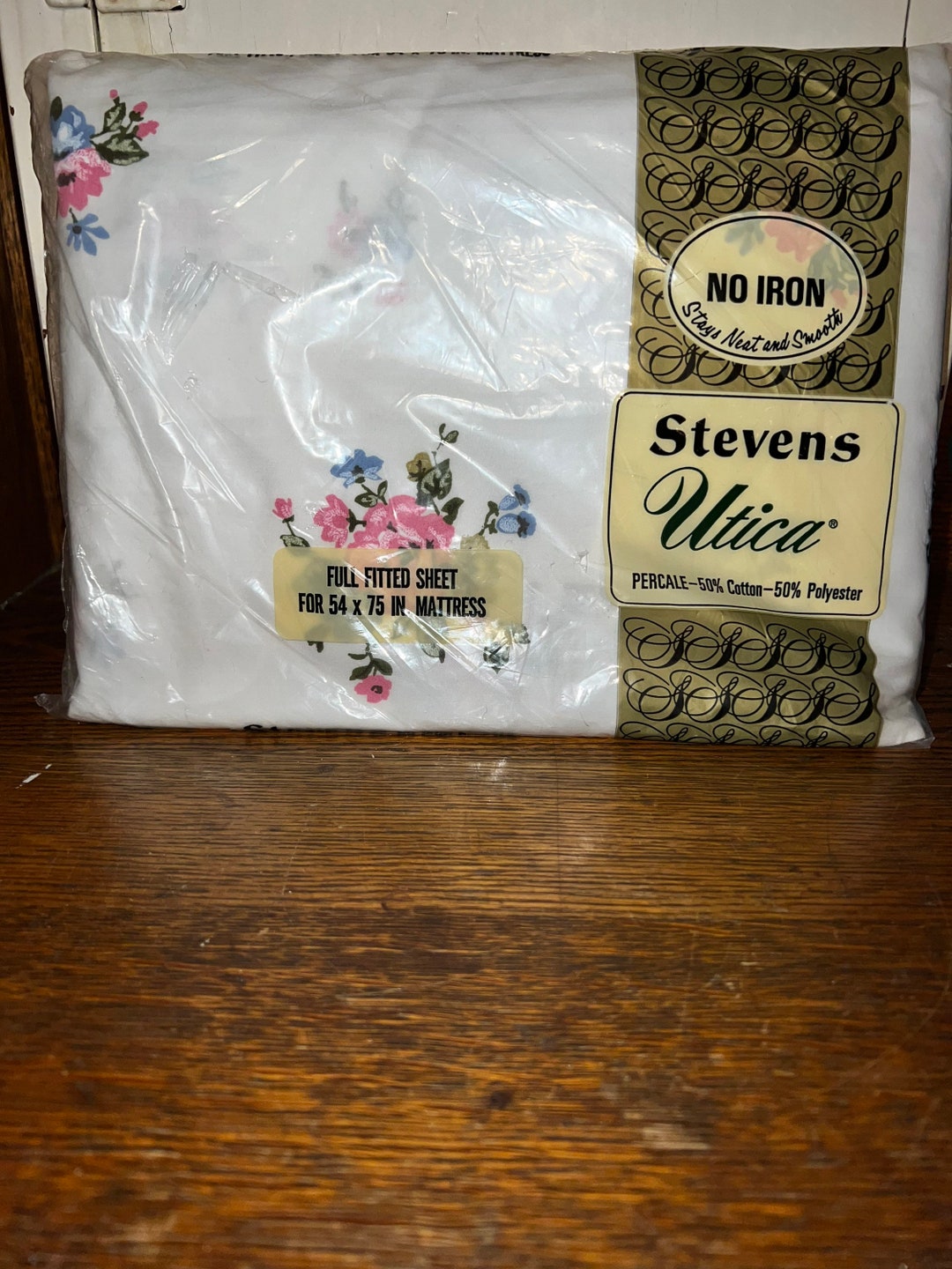 Vintage Stevens Utica NIP Full Size Fitted Bed Sheet. Fitted Floral No ...