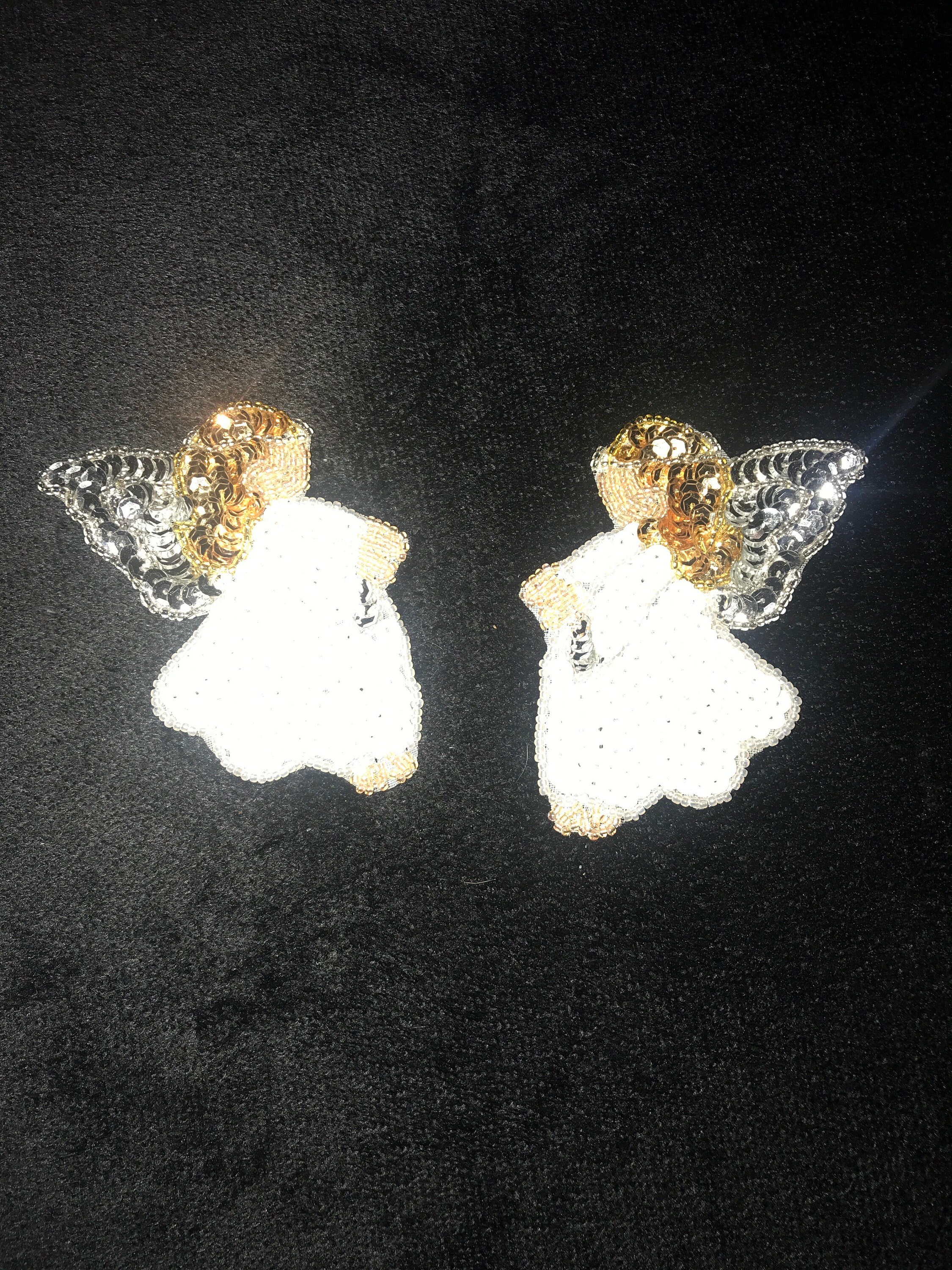 Vintage Sequin Applique. Sequin Angels Applique. Set of Two Angel ...