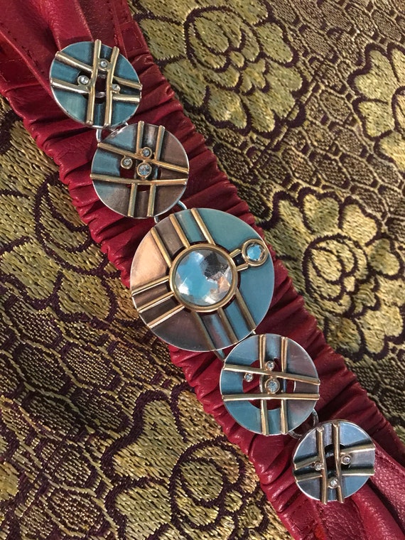 Vintage rhinestone buckle leather - Gem