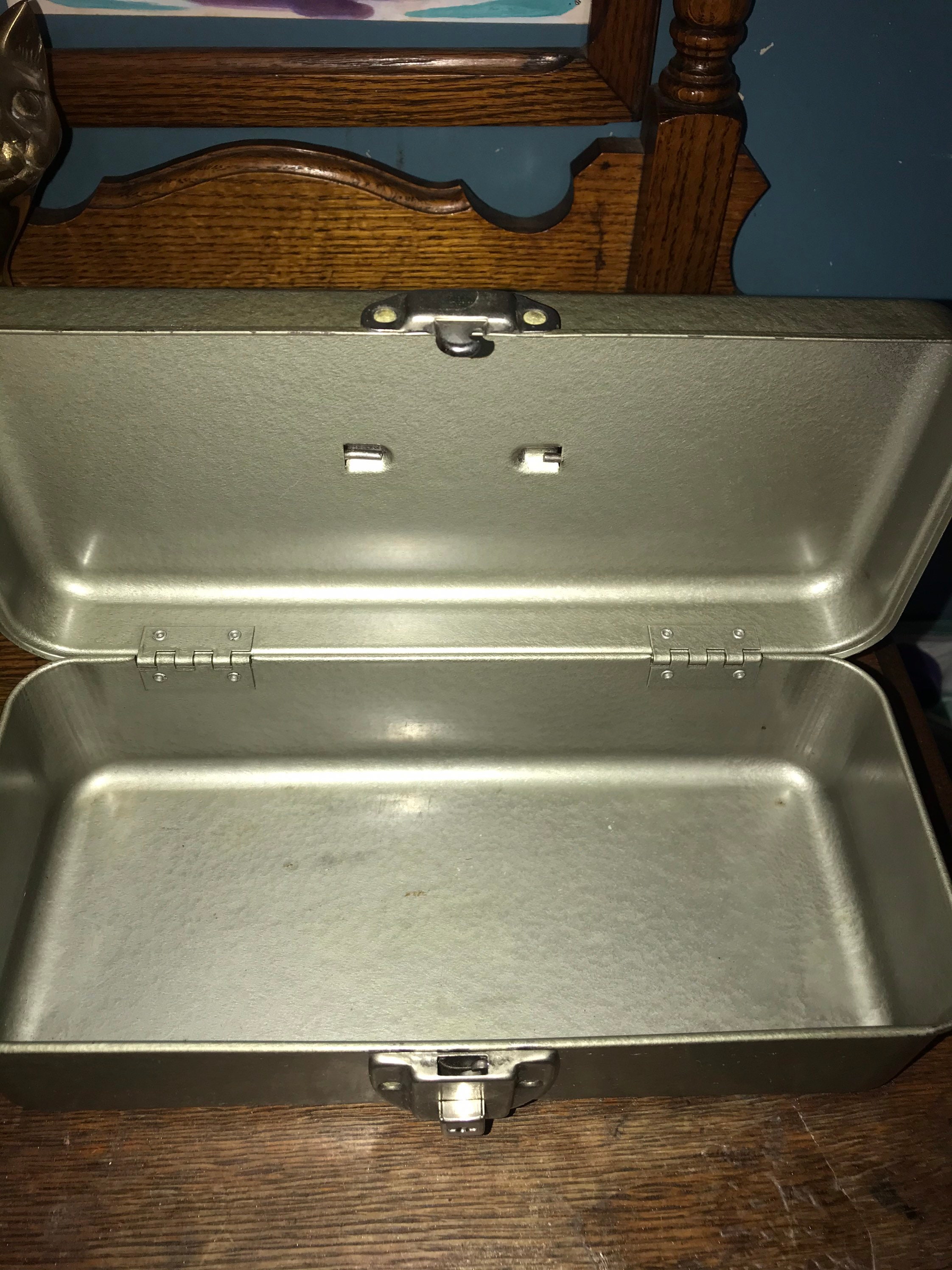 Vintage Swanco Metal Tool Box. Gray Metal Tool Box. Metal Storage Box ...