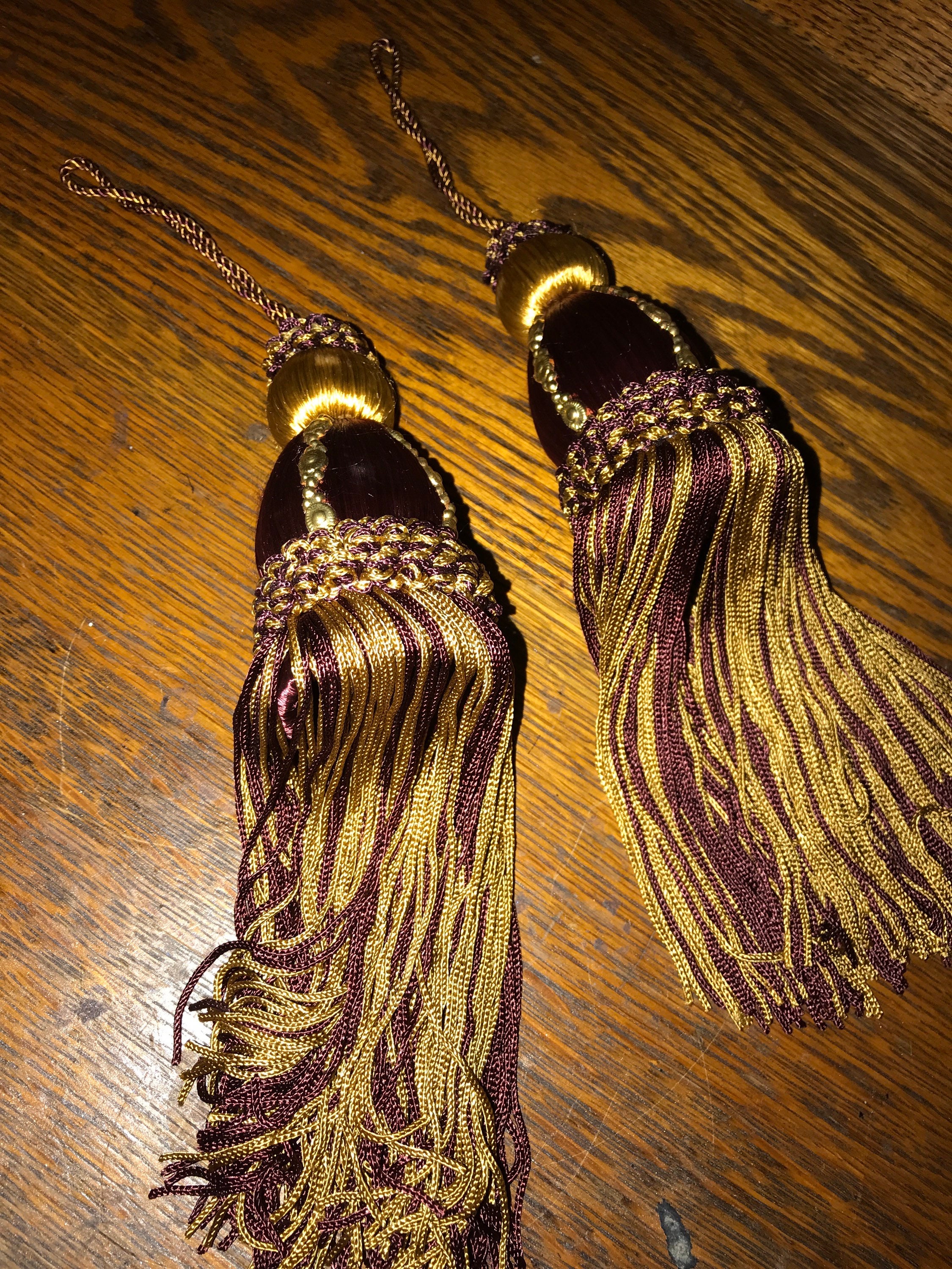 Vintage Set of Two Burgundy and Gold Tassels. Burgundy and Gold ...