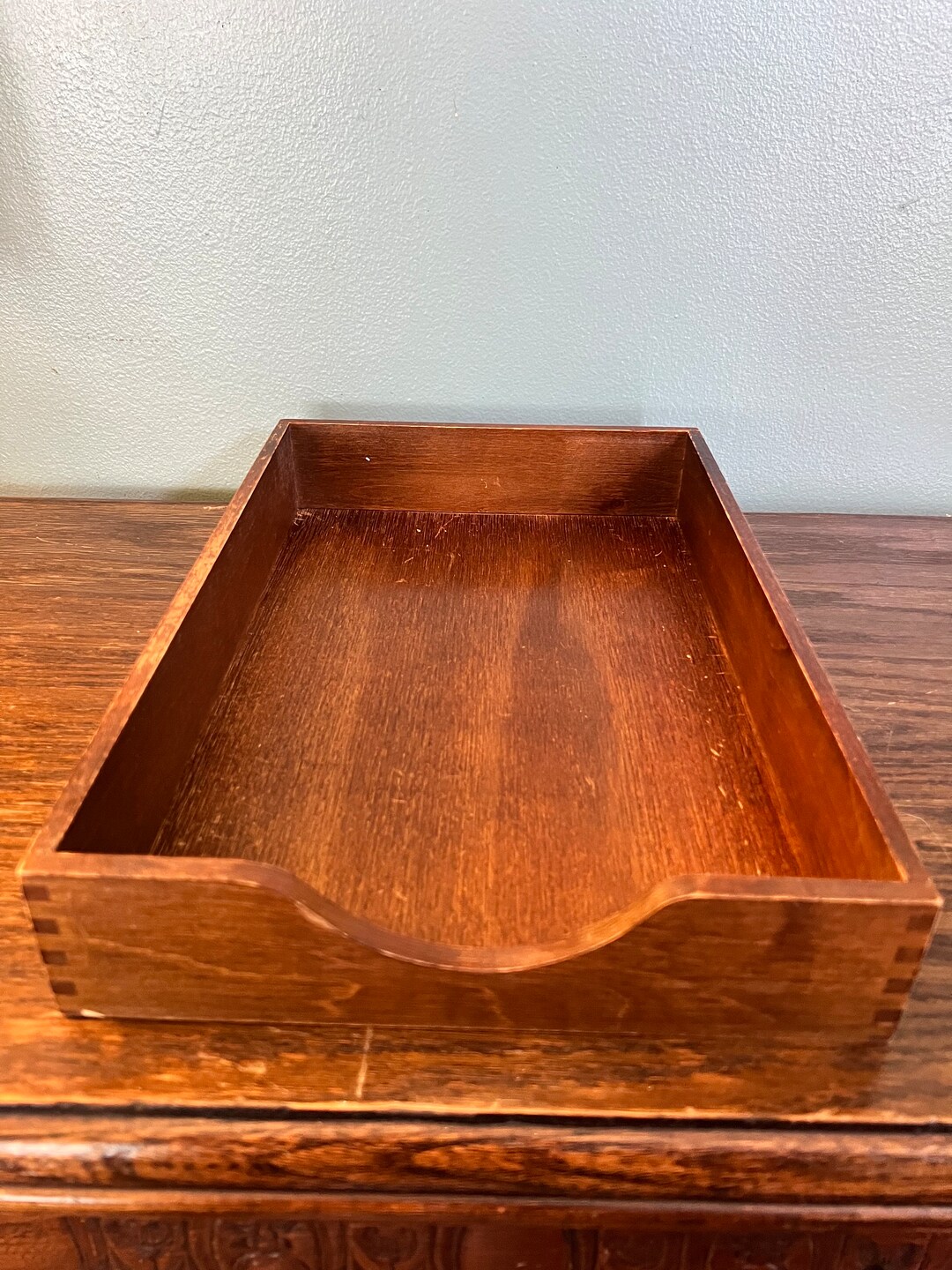 Vintage Wood Office Tray. Carver Office File Tray. Legal Size Inbox ...