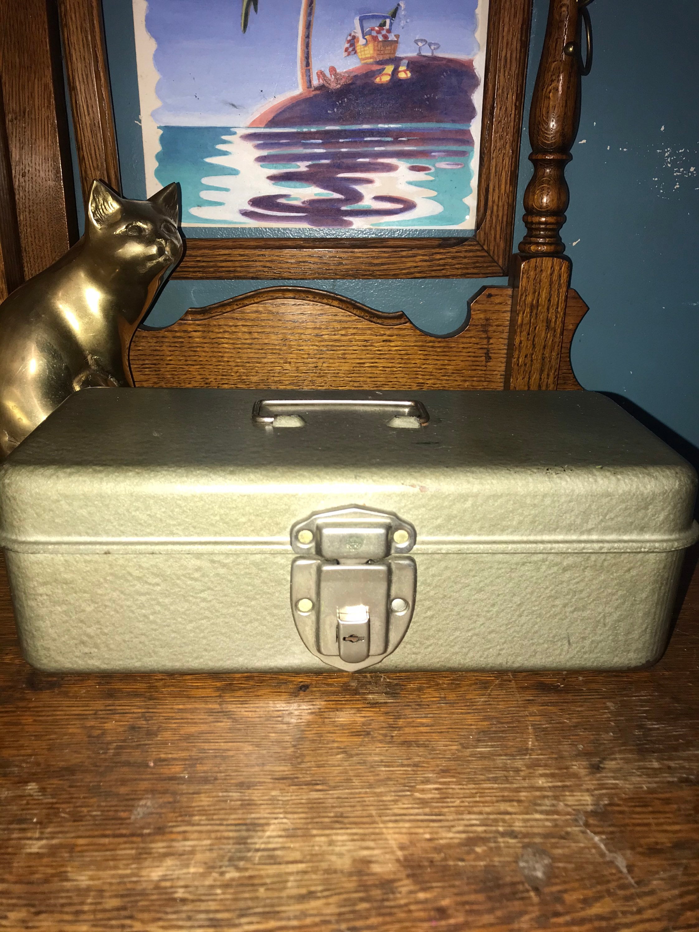 Vintage Swanco Metal Tool Box. Gray Metal Tool Box. Metal Storage Box ...