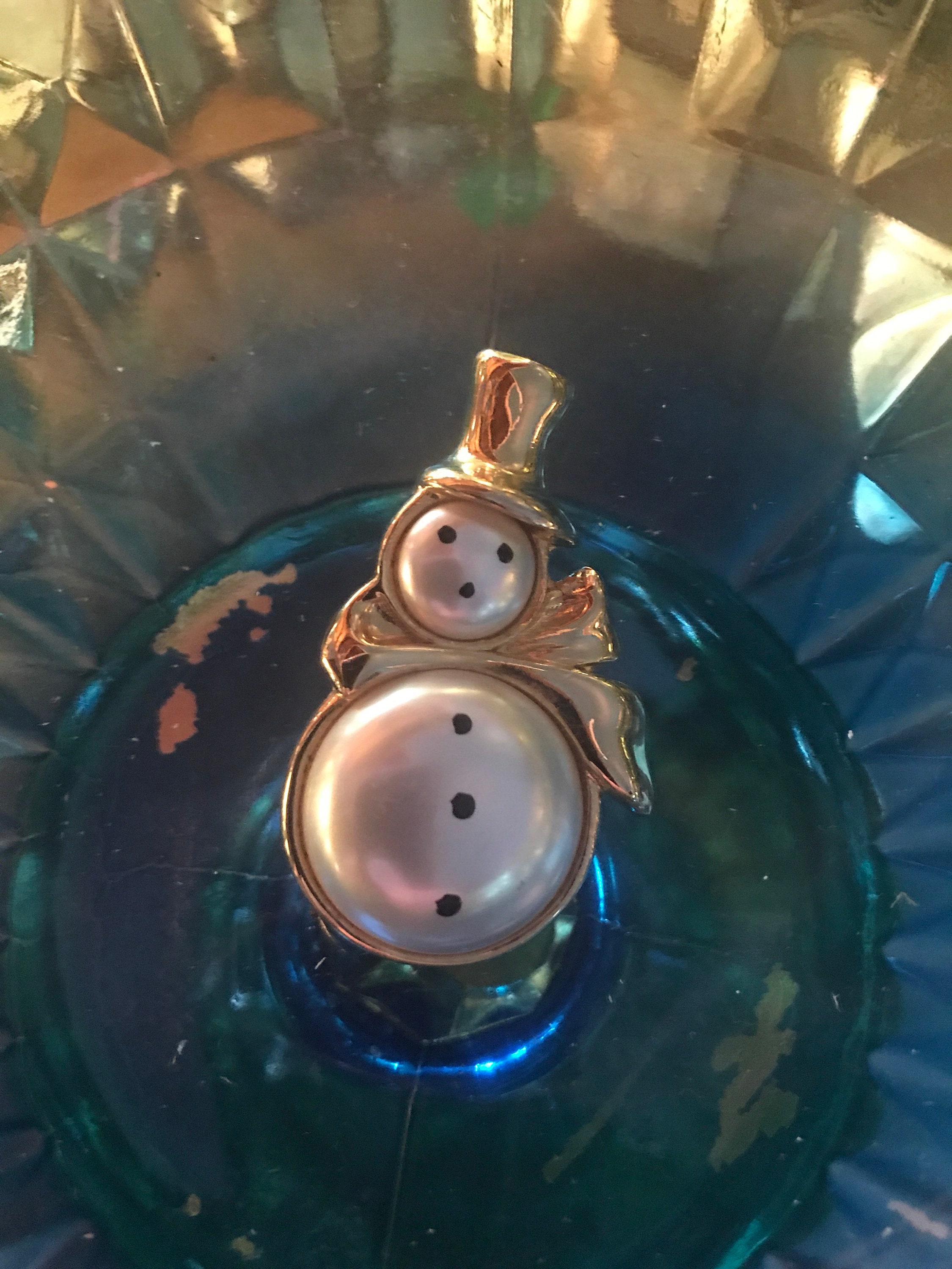 Vintage Christmas Snowman Pin. Christmas Brooch. Pearl Snowman Brooch ...