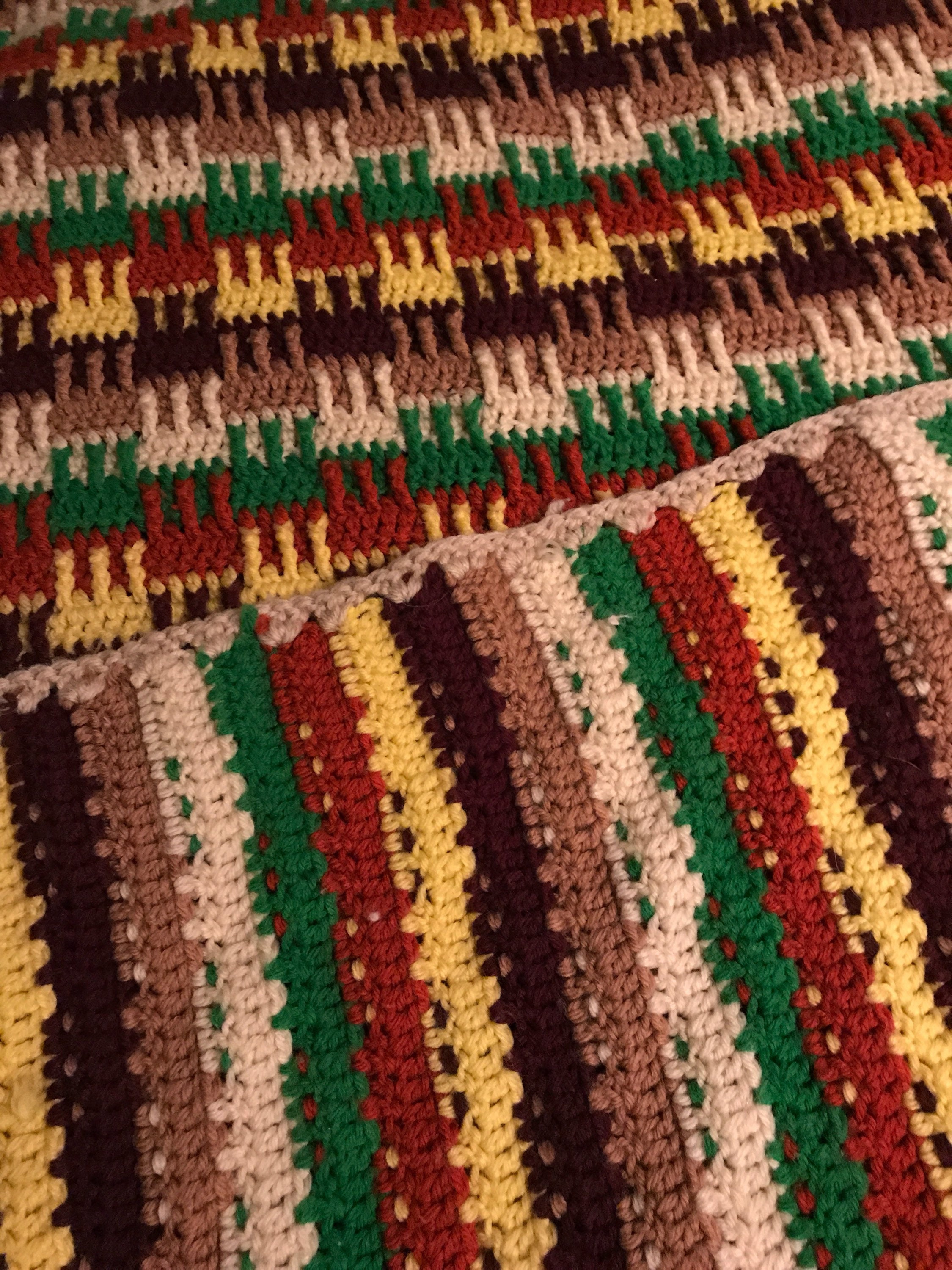 Vintage Afghan. Multi-Colored Afghan. Vintage Blanket. Vintage Afghan ...