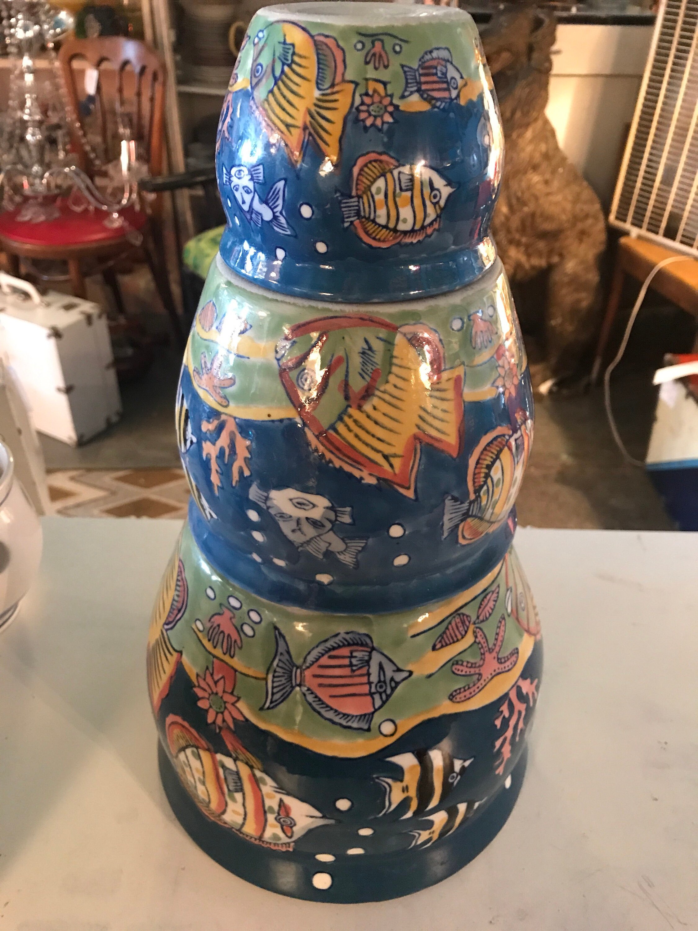 Vintage Chinese Porcelin Flower Pot. Chinese Flower Pots. Fish Design ...