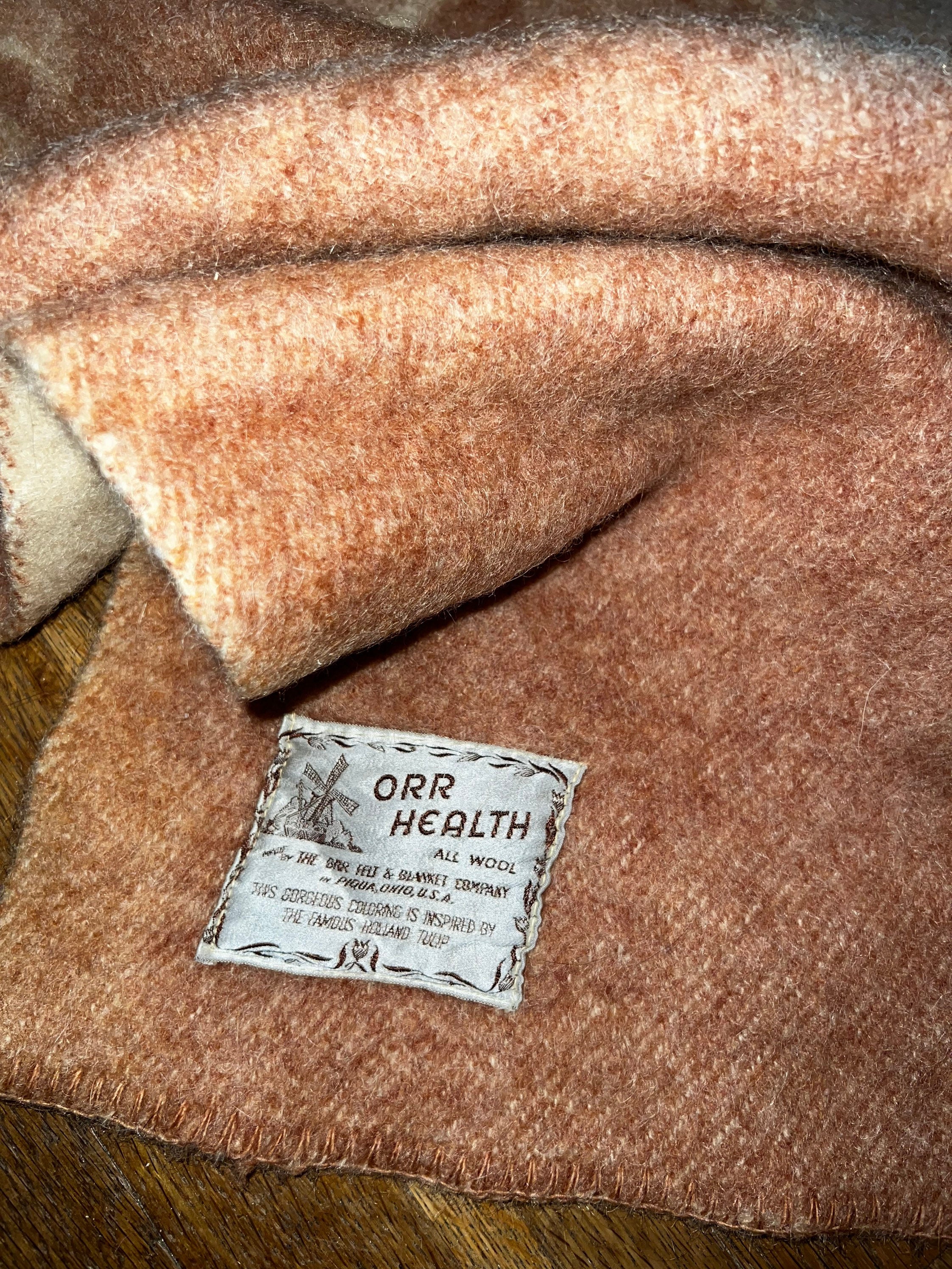Vintage Orr Health Wool Blanket. Carmel and Cream Wool Throw Blanket ...