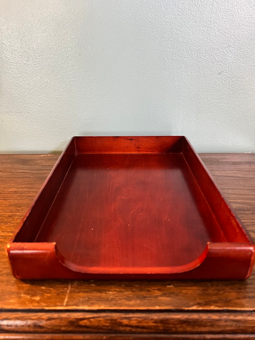 Vintage Eldon Wood Office Tray Set, Legal and Letter Size Inbox/outbox ...