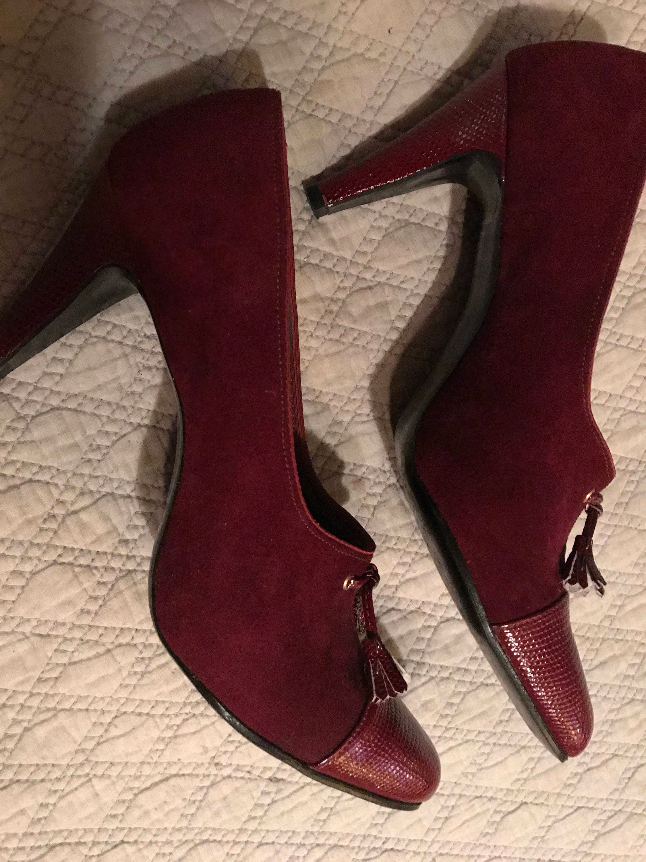 Vintage Red High Heels. Byck's Entre Nous Red Suede High Heels. Red ...