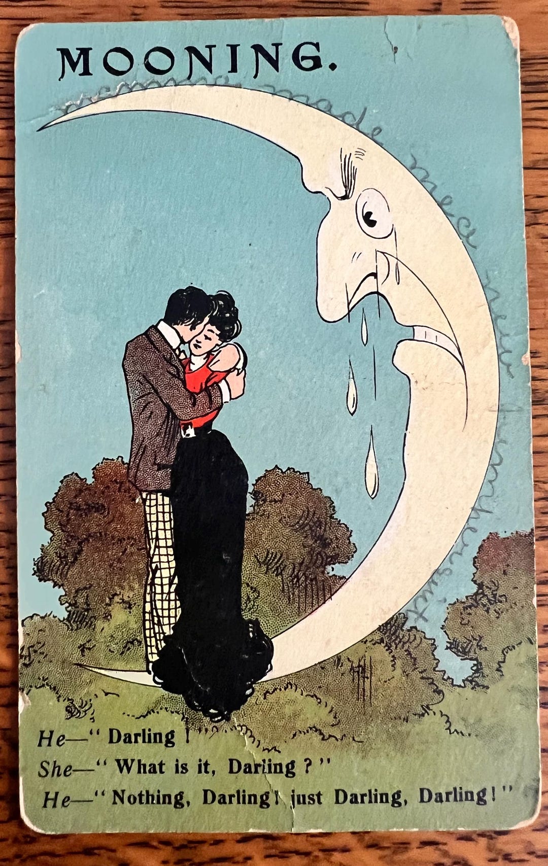 Vintage 1930’s Crescent Moon Romantic “mooning Over You” Postcard - Etsy
