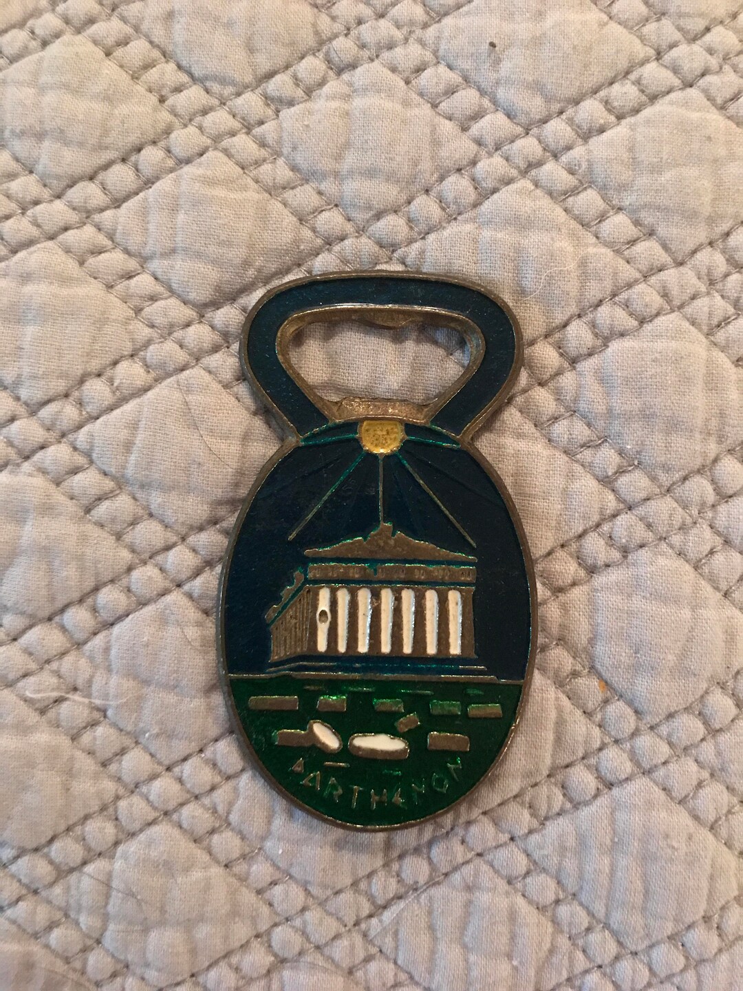 Vintage Enamel Bronze Greek Parthenon Bottle Opener - Etsy
