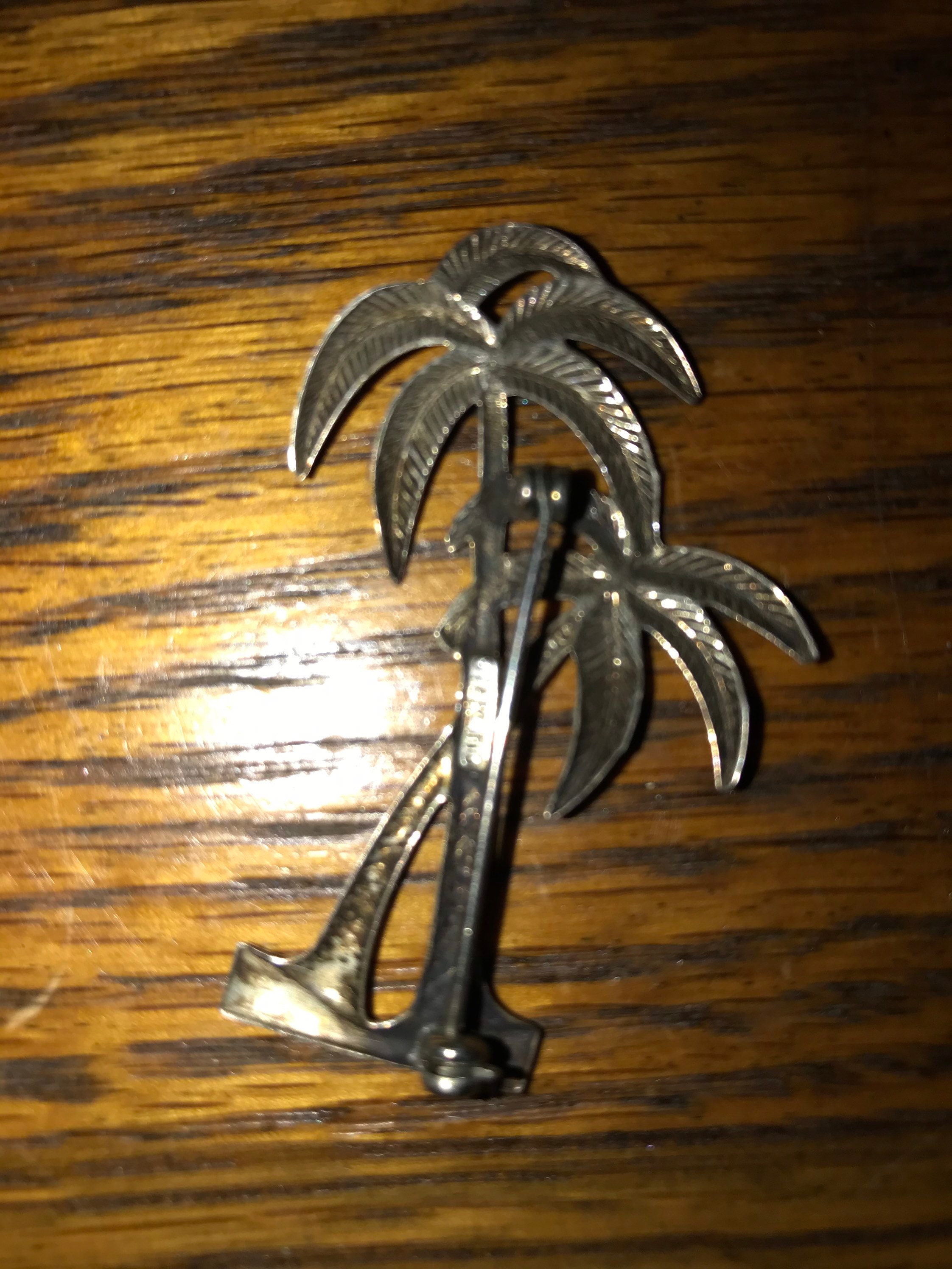 Vintage Sterling Silver Palm Tree Pin. Sterling Double Palm Trees ...