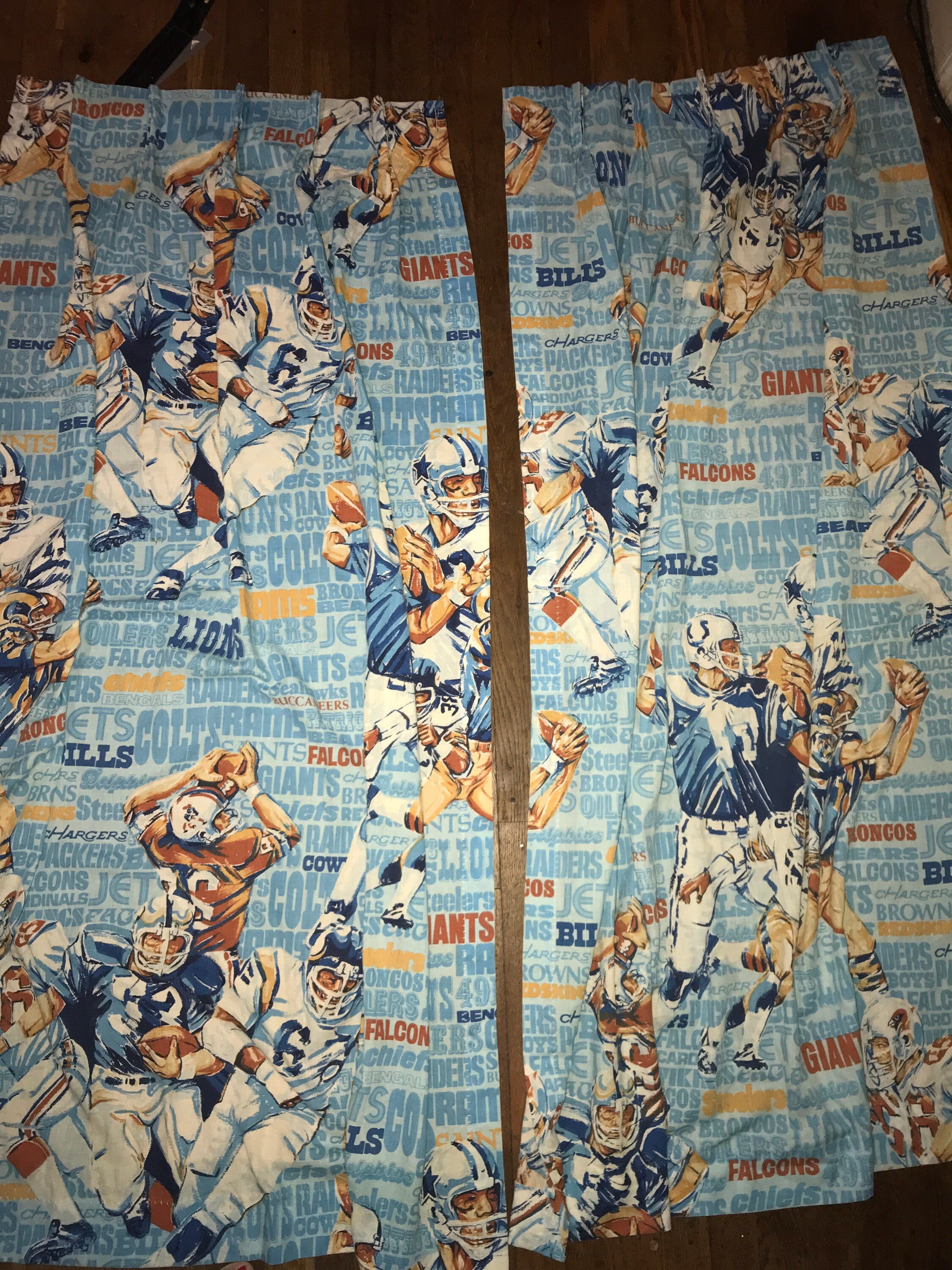 Vintage 1970’s NFL Curtains. NFL Window Curtains. Football Curtains ...
