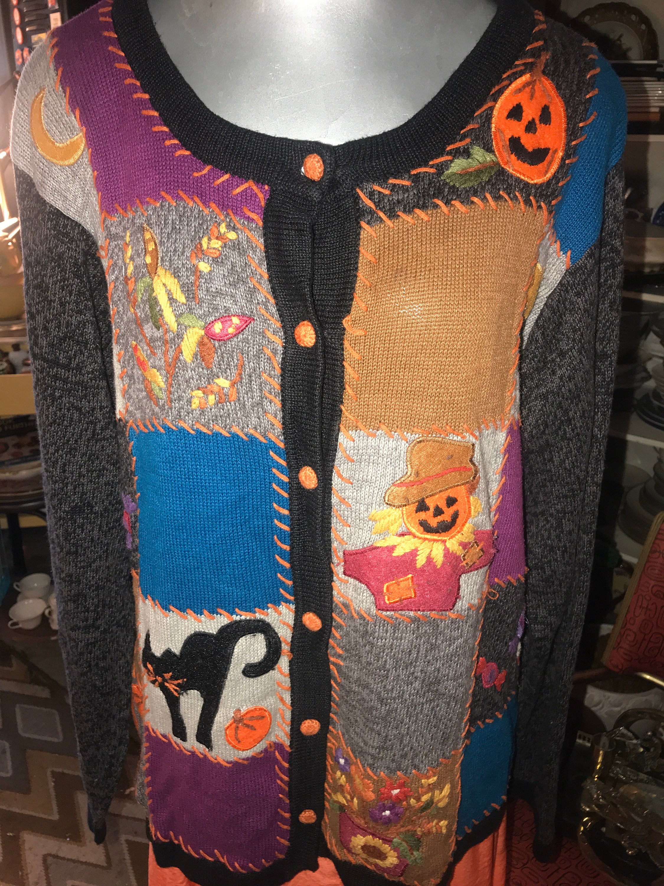 Vintage Fall Sweater. Ugly Fall Sweater.Halloween Sweater. Ugly ...