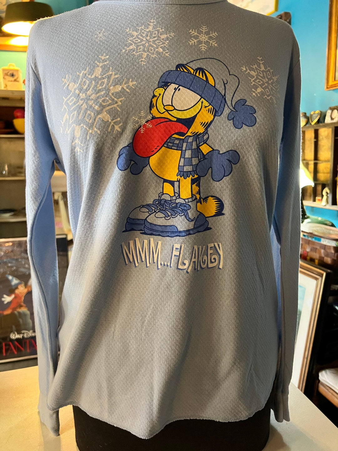 Vintage 1980’s Women’s Garfield Long John Shirt, Long Underwear Shirt ...