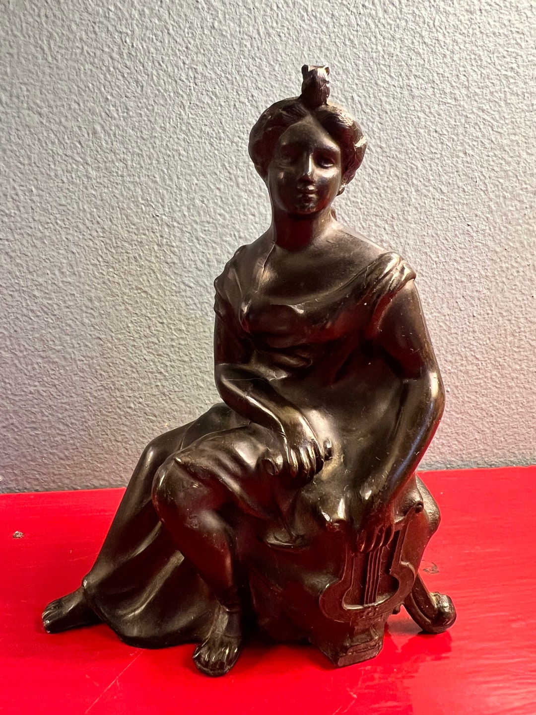 Vintage Bronze Sitting Lady Statue - Etsy