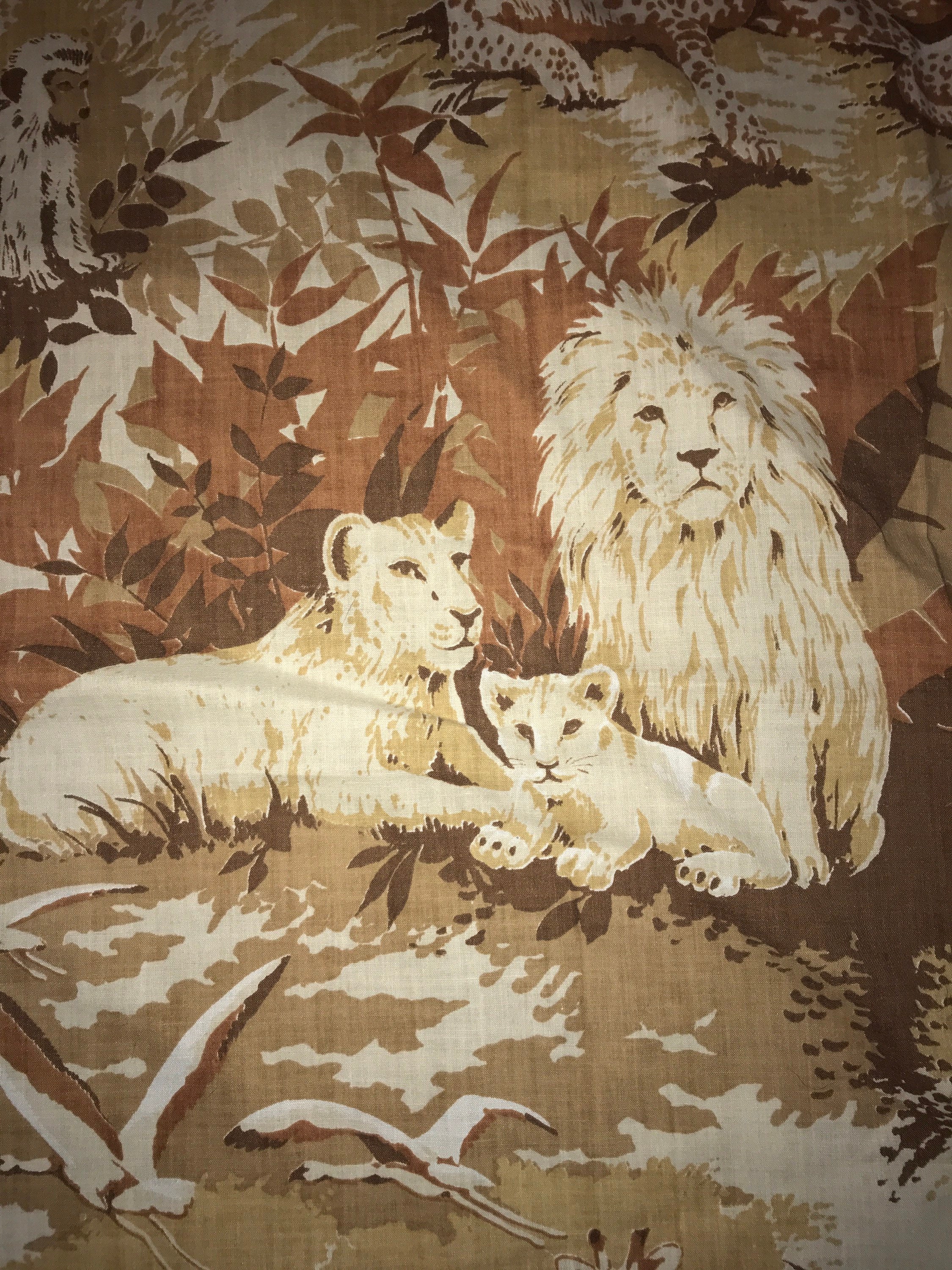 Vintage Safari Flat Sheet and Pillowcases. Jungle Bed Sheet. Lions ...
