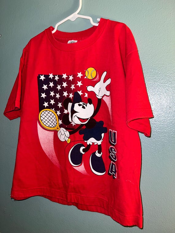 Vintage 1990’s Kid’s Red Minnie Mouse Tennis USA T-sh… - Gem