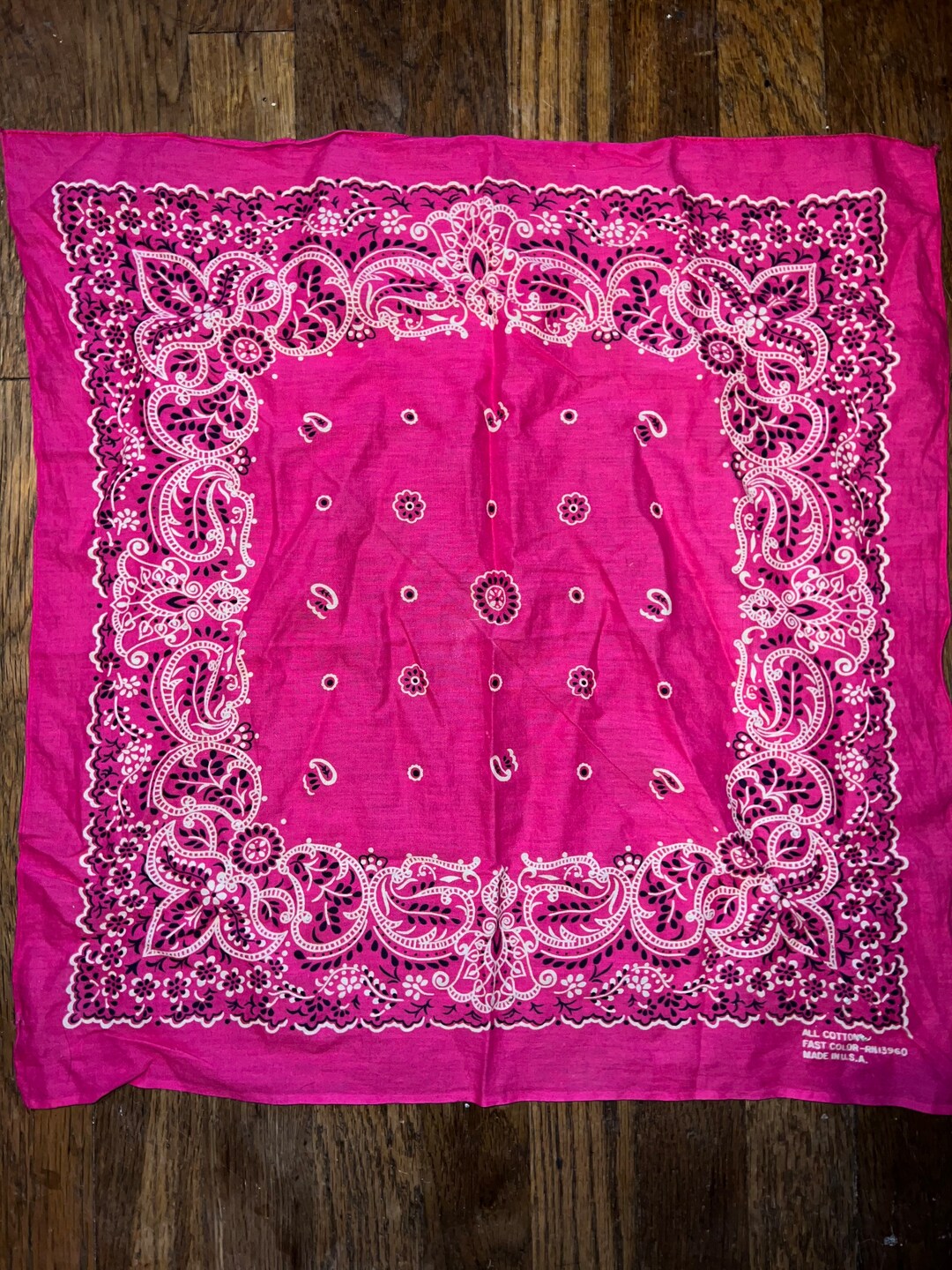 Vintage Bright Pink Bandana - Etsy