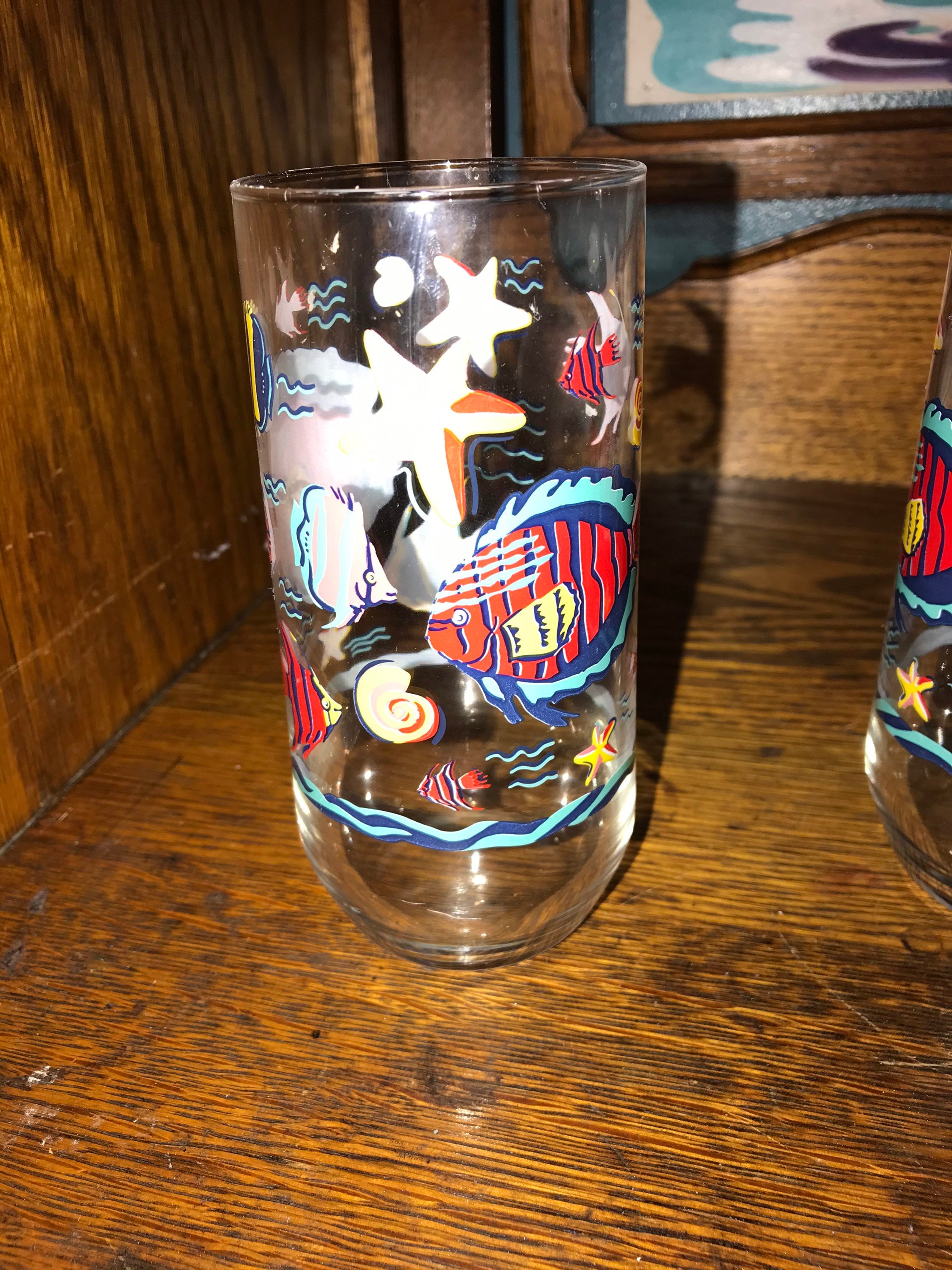 Vintage 1980’s Fish Glasses. Set of Four Tropical Fish Drinking Glasses ...