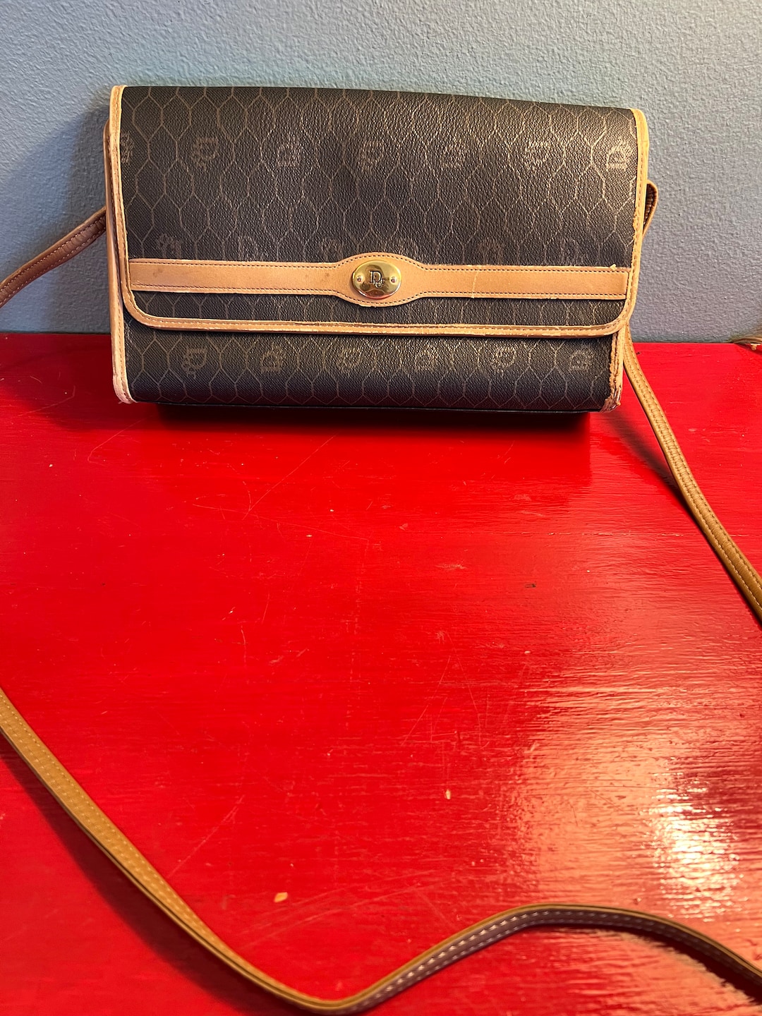 Vintage 1980’s Christian Dior Honeycomb Shoulder Bag Purse. Charcoal ...