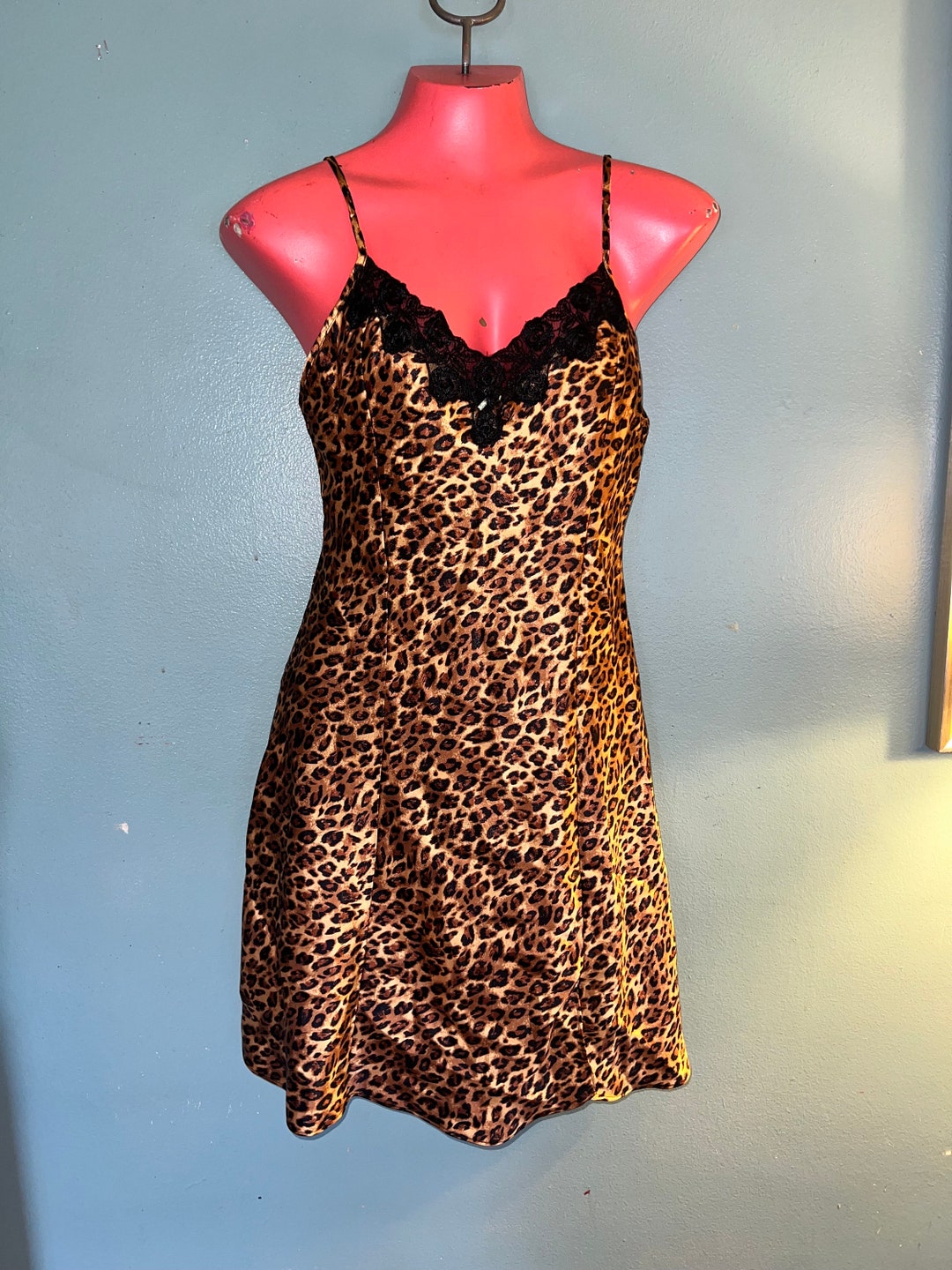 Vintage Satin Cheetah Print Nightie, Size Small - Etsy