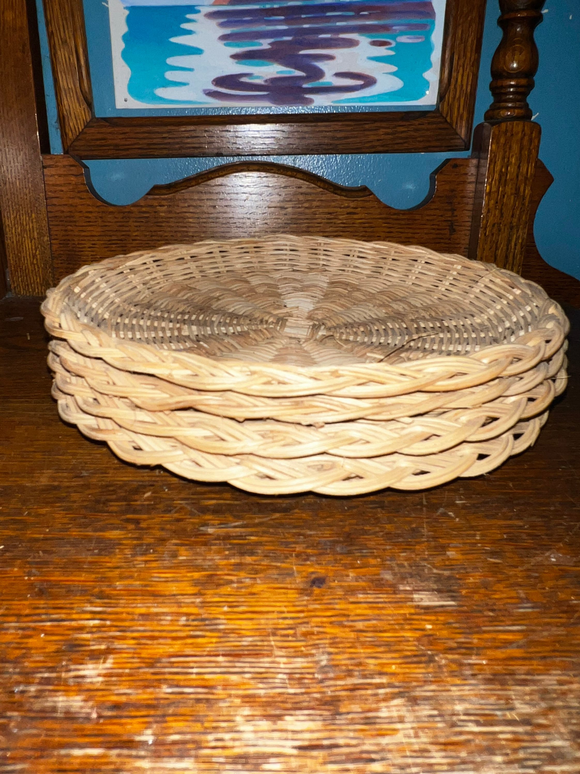 Vintage Wicker Paper Plate Holders. Set of Four Raw Rattan Paper Plate ...