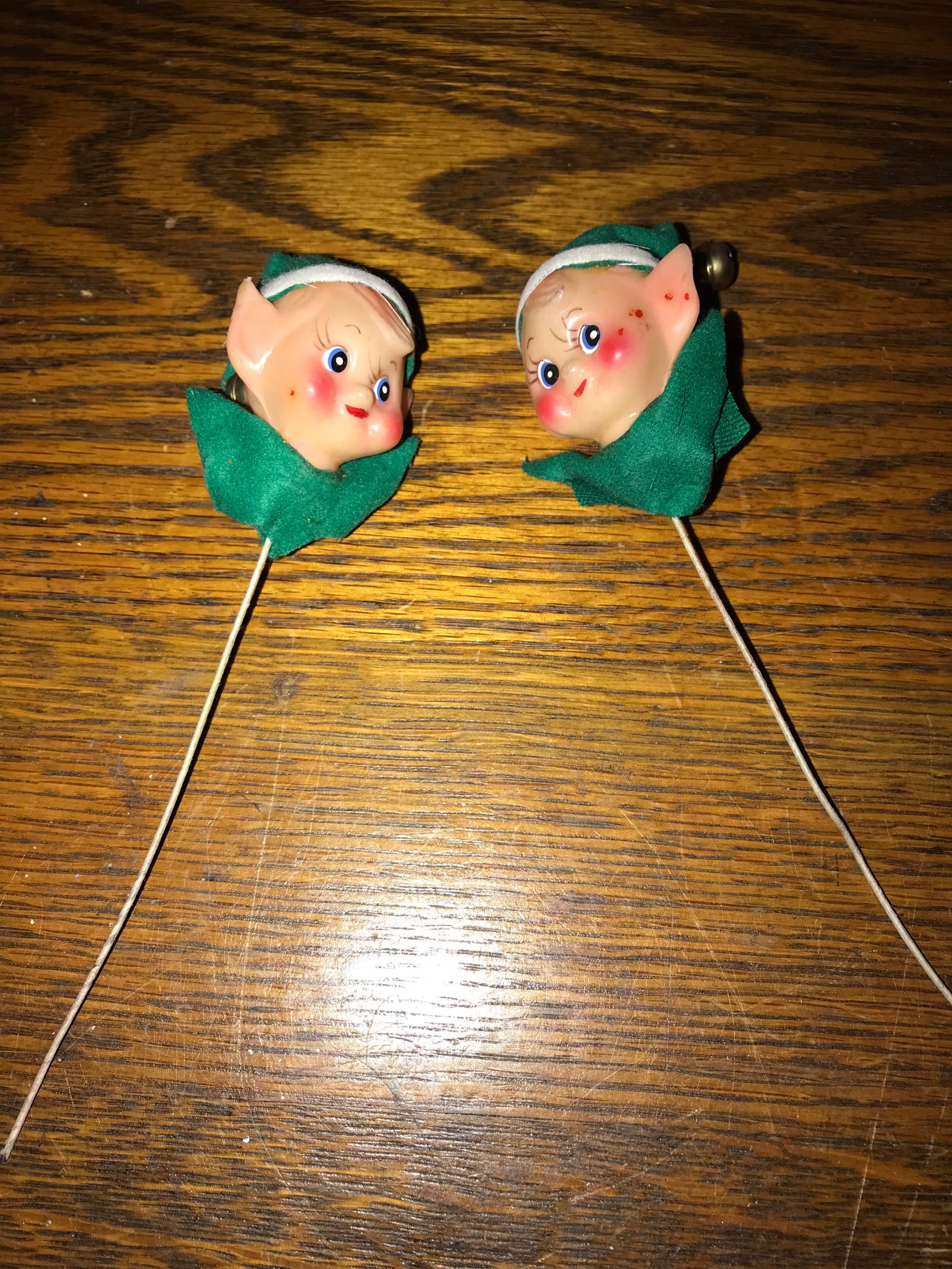 Vintage Plastic Elf Head Pics. 1960’s. Set of Two