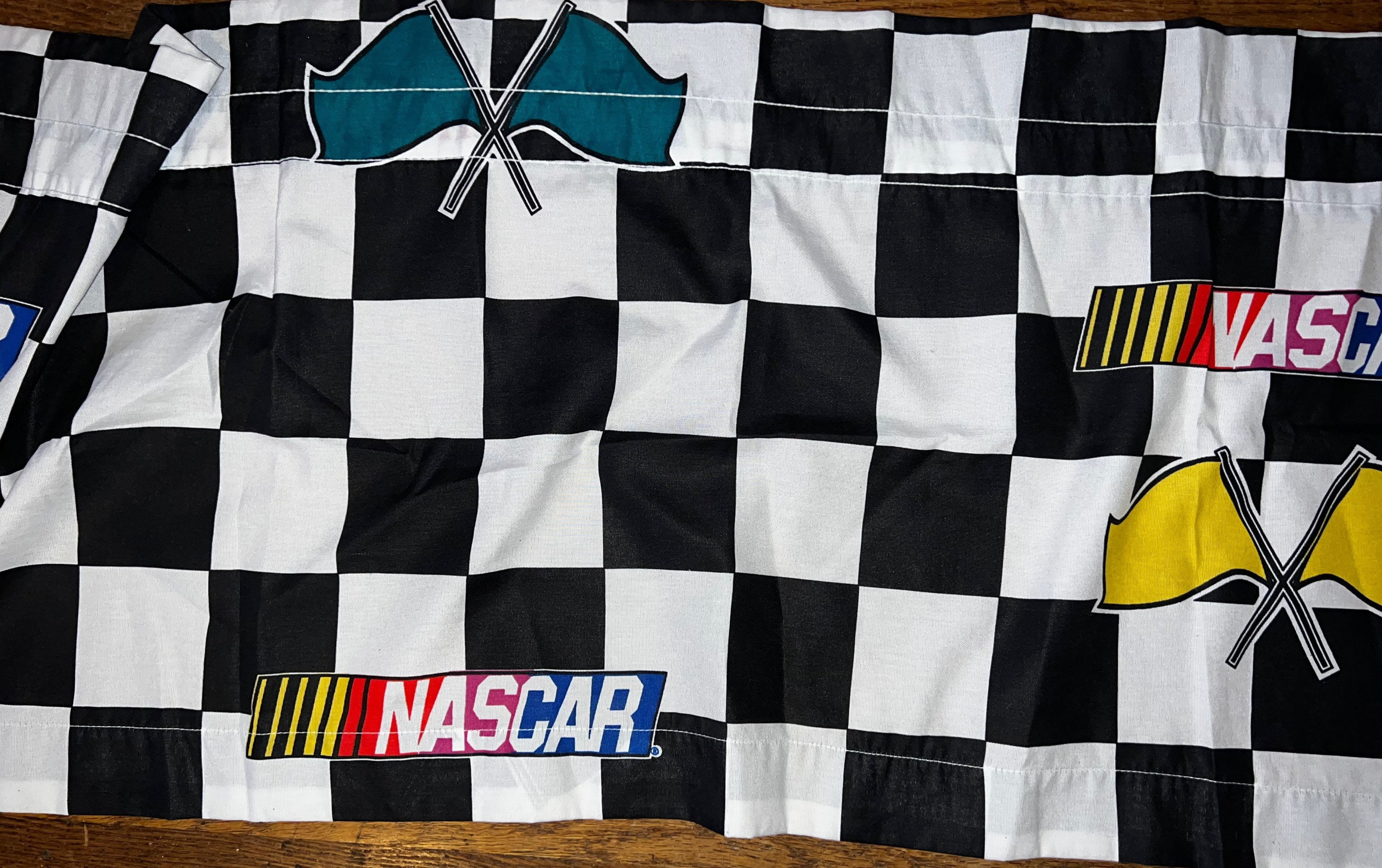 Vintage Nascar Window Valence. Nascar Black and White Check Window ...