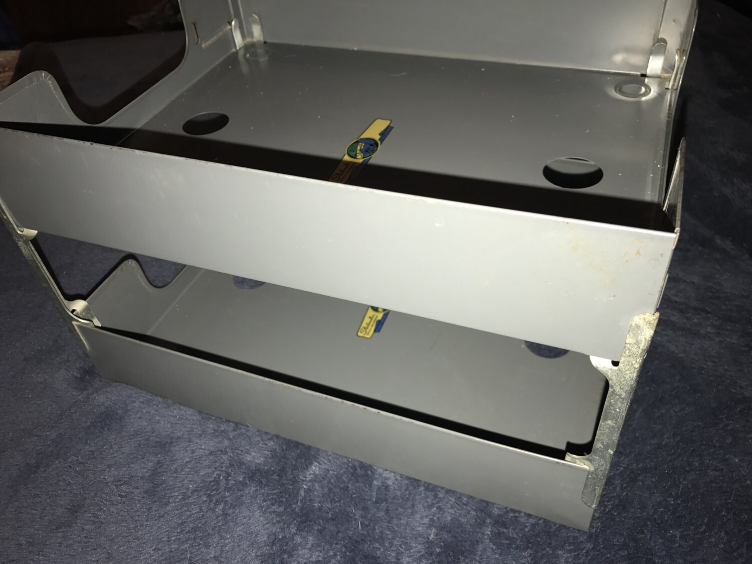 Vintage Metal Office Tray. Double Tray. Two Tier Metal Office Inbox.