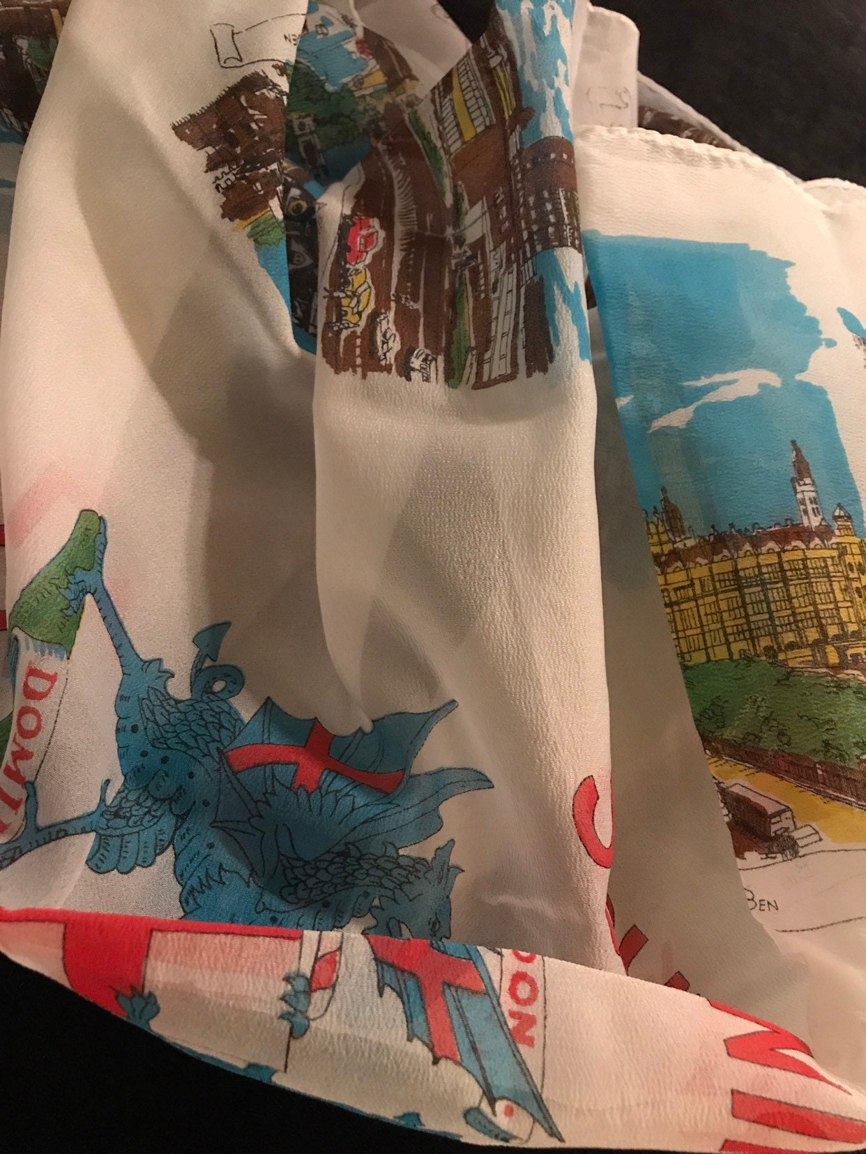 Vintage London Scarf. Souvenir of London London Scarf.