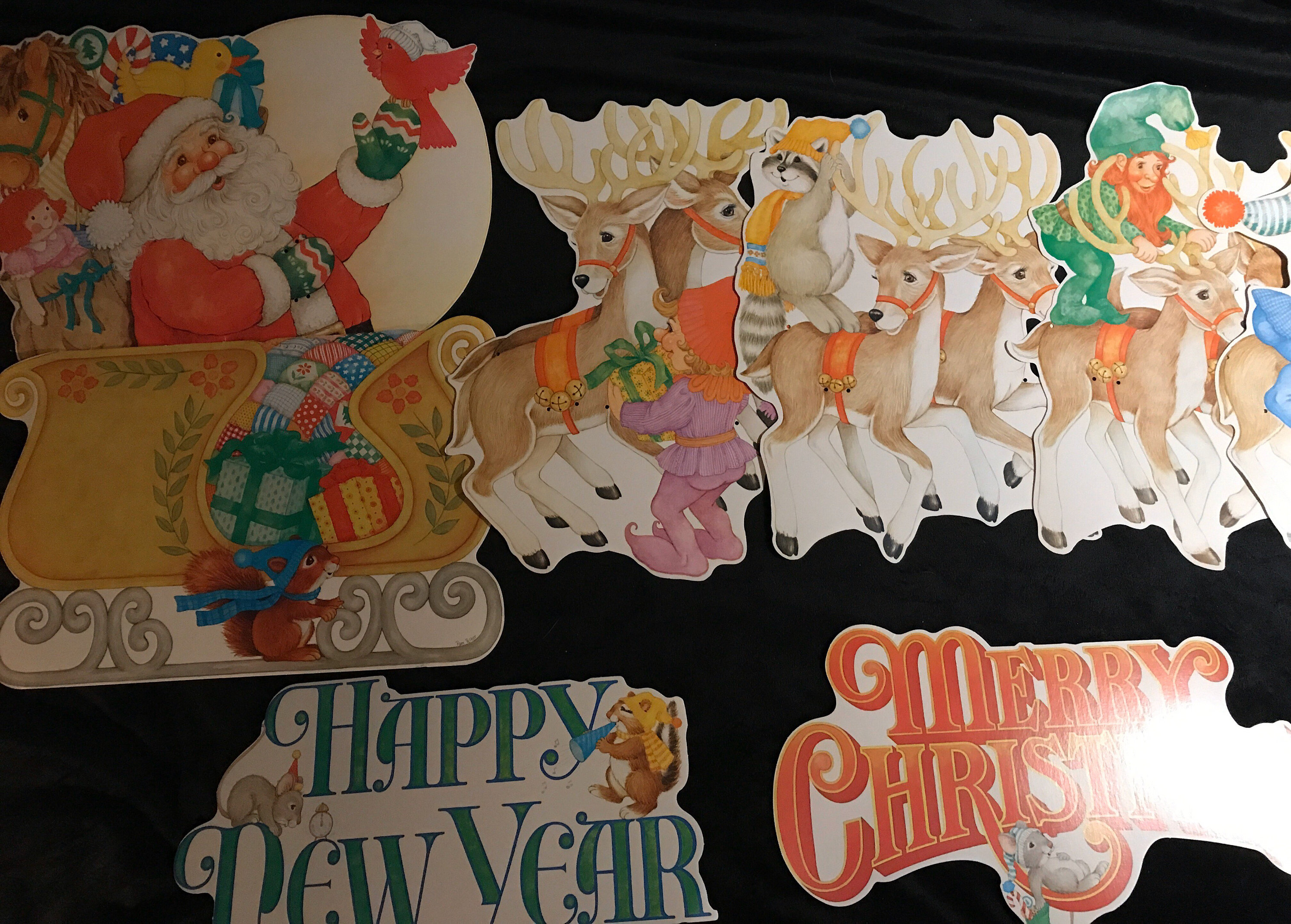 Vintage Christmas Decorations. Cardboard Cut Out Christmas Decor. 1980s ...