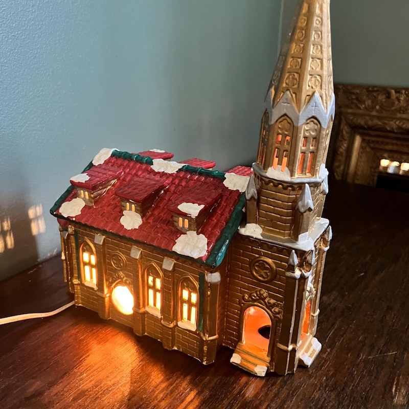 Lighted Ceramic Church - Etsy