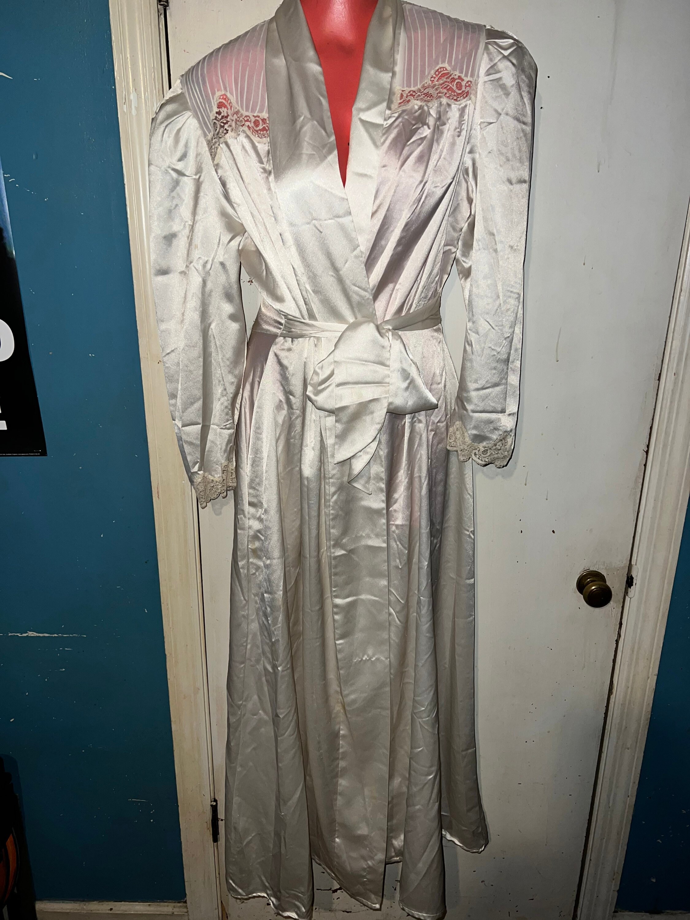Vintage Christian Dior Satin Robe. Champagne Robe With Lace By ...