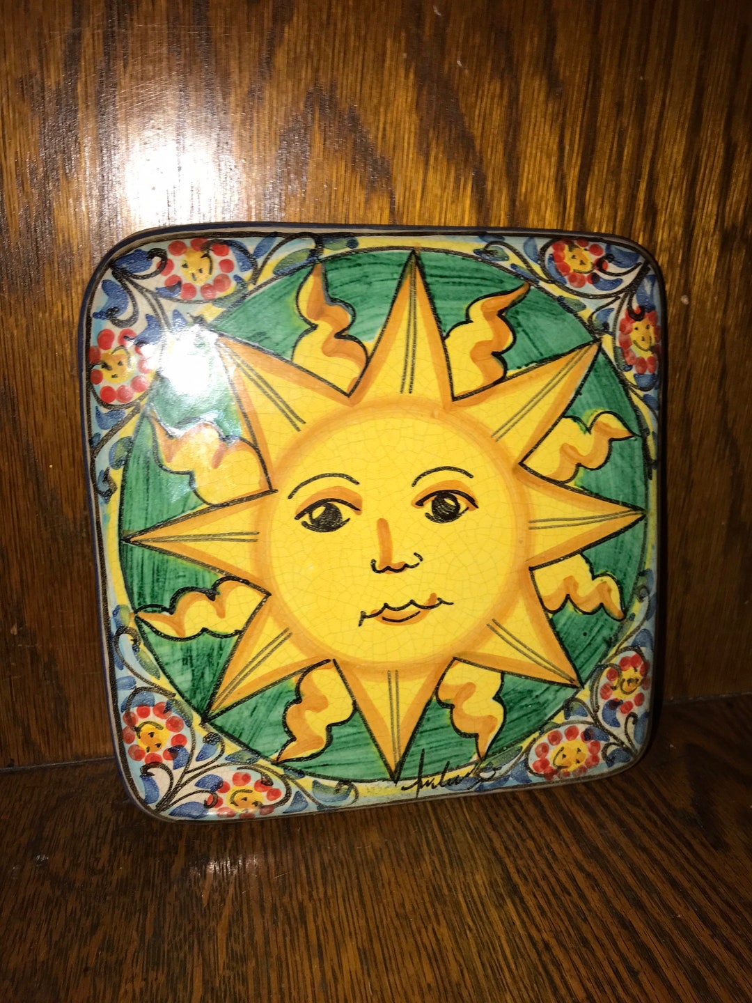 Vintage Terra Cotta Fratantoni for Vietri Sun Tile. Hand Painted by ...